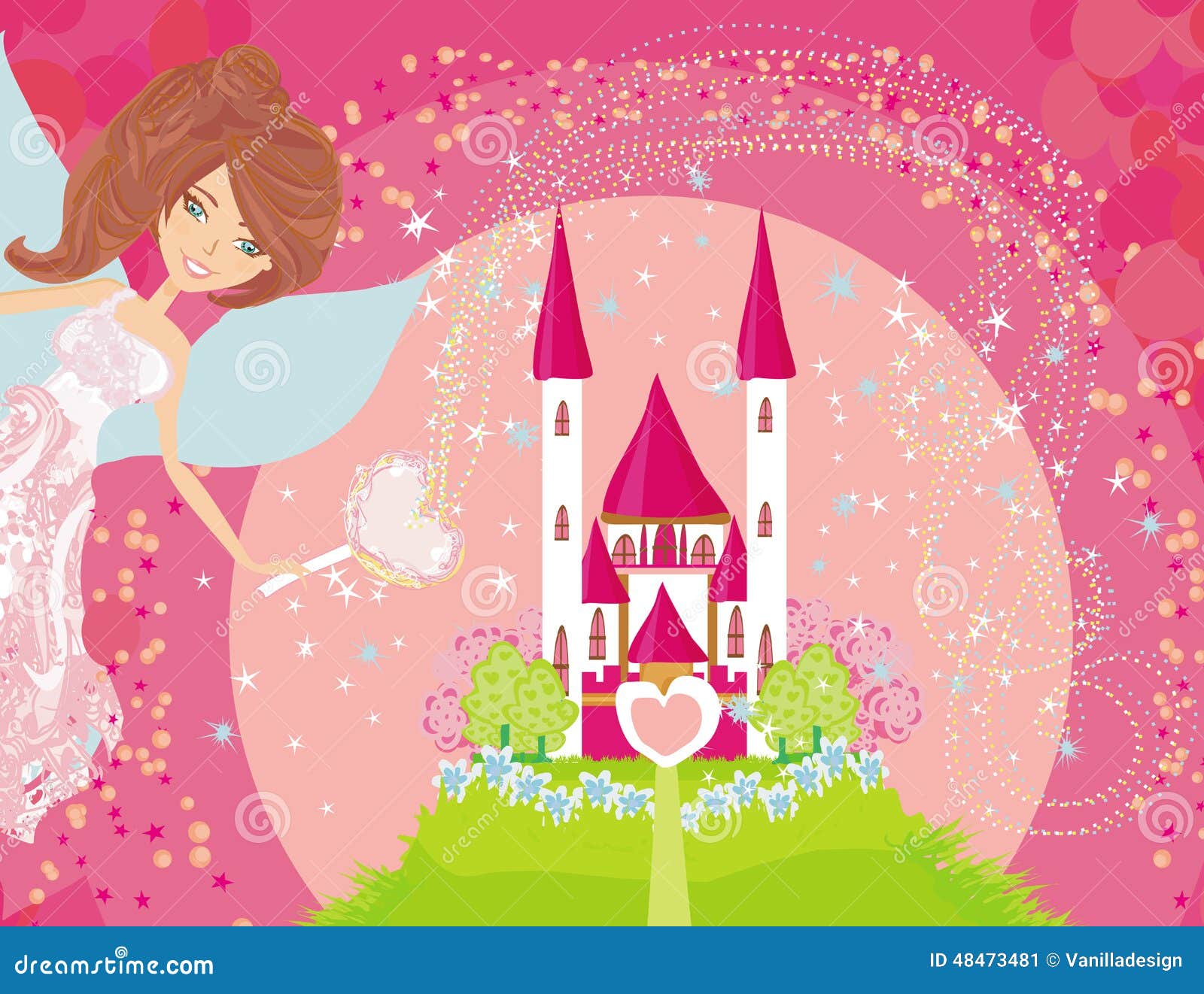 Magic Fairy Tale Princess Castle Stock Vector - Illustration of hill ...