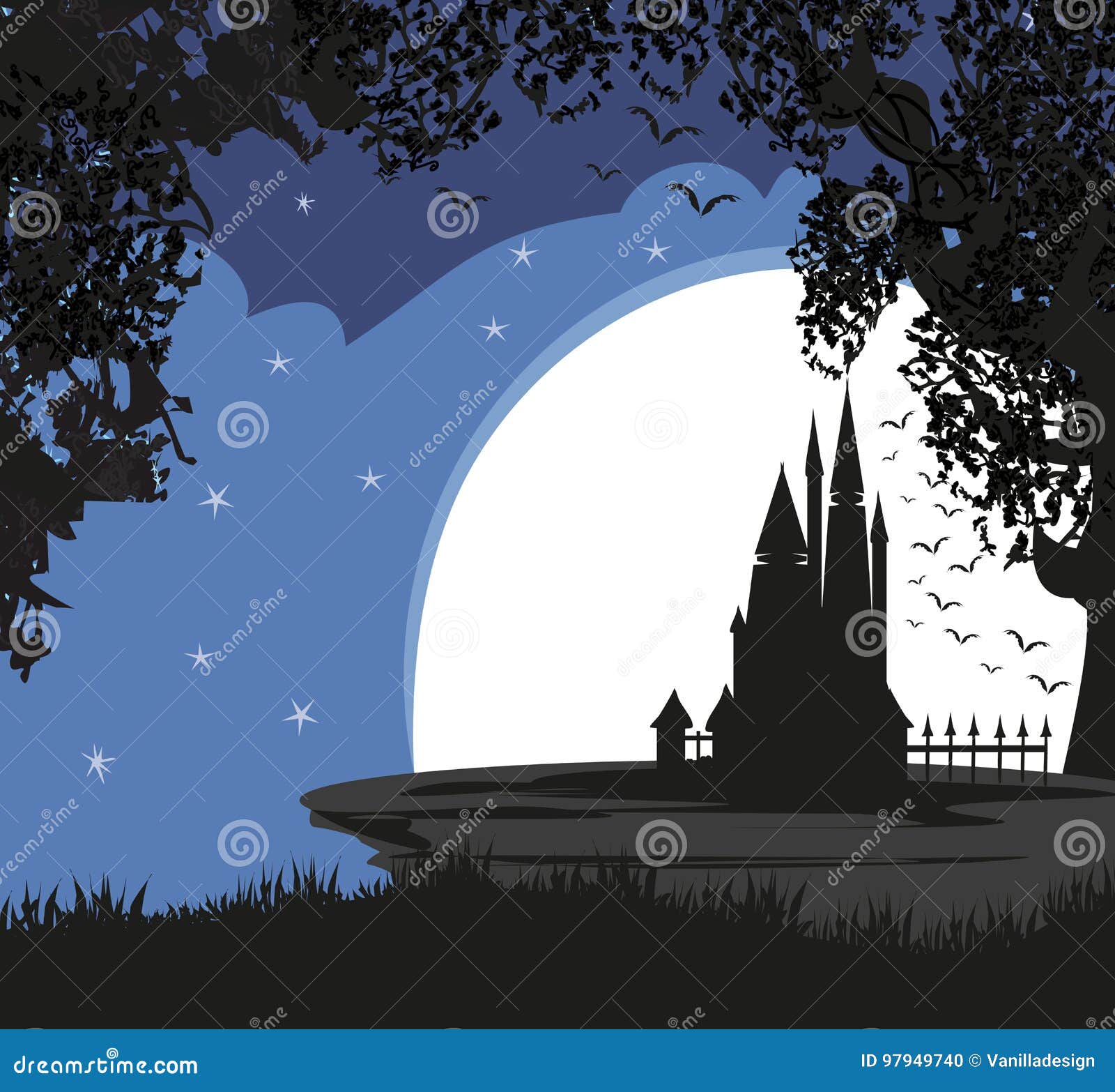 Magic Fairy Tale Princess Castle in the Night Stock Vector ...