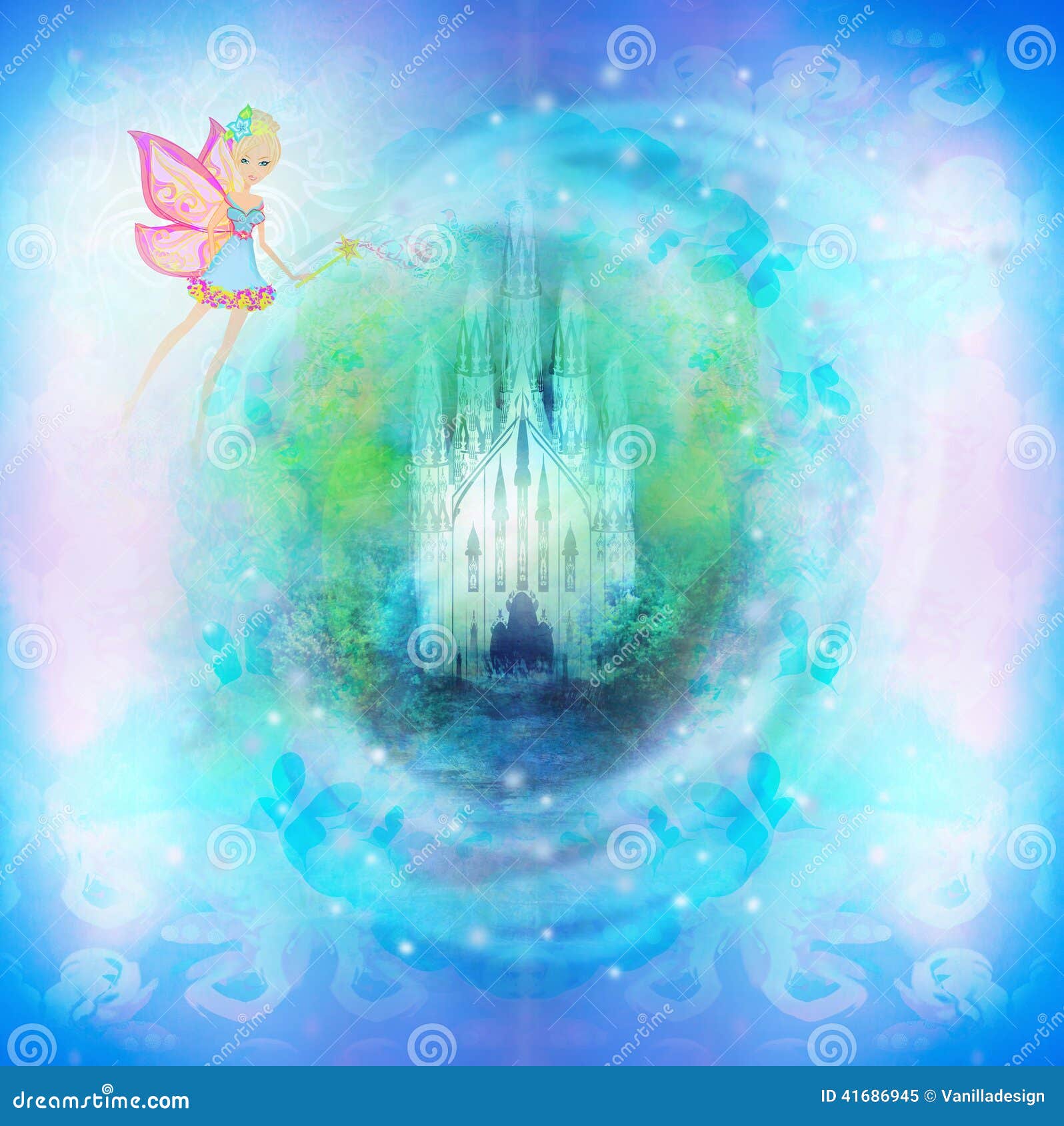 Magic Fairy Tale Princess Castle Stock Illustration - Illustration of ...