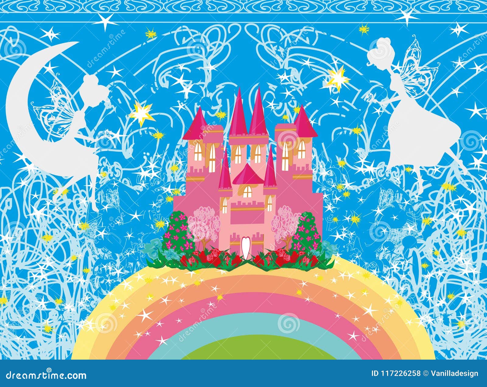 Magic Fairy Tale Princess Castle Stock Vector - Illustration of hill ...
