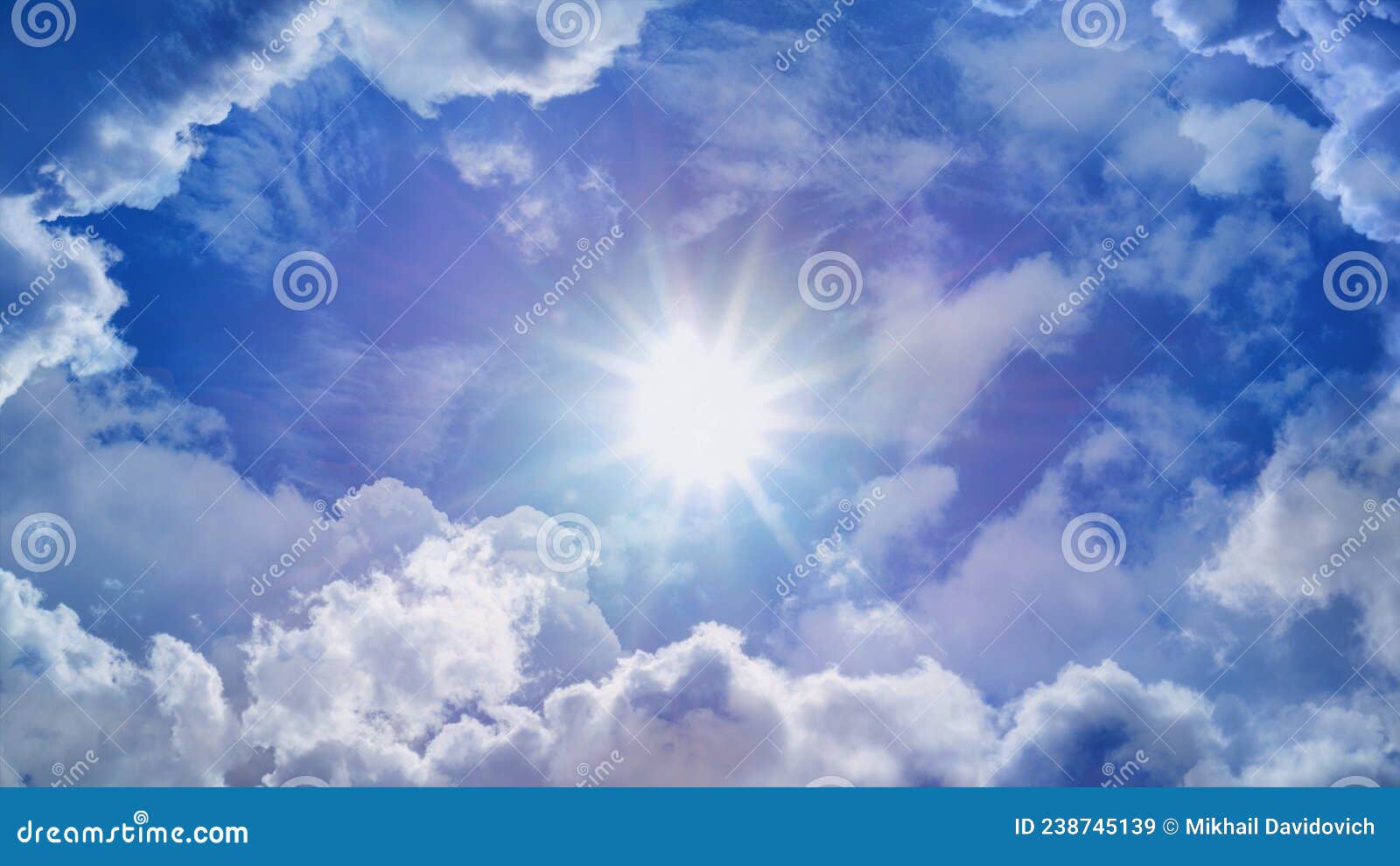 Magic Fairy-tale Sky and Clouds with a Shining Sun. Stock Image - Image ...
