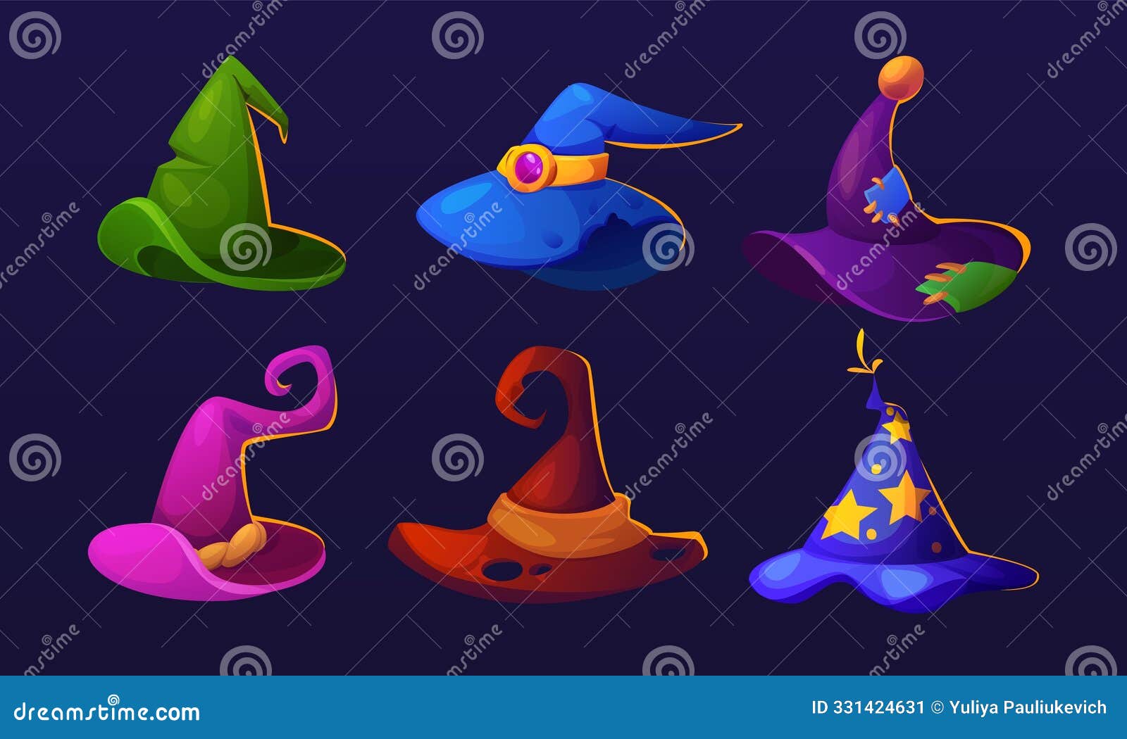 Magic Fairy Witch Cap with Pointy End Stock Illustration - Illustration ...