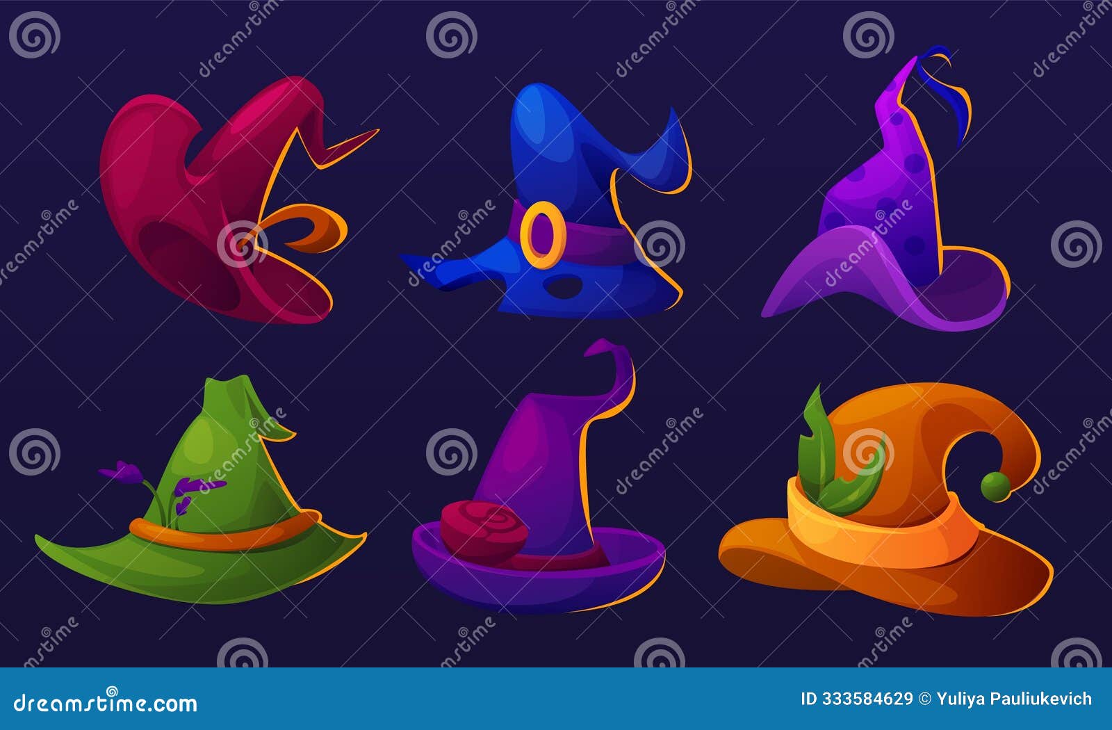 Magic Fairy Witch Cap with Pointy End Stock Illustration - Illustration ...