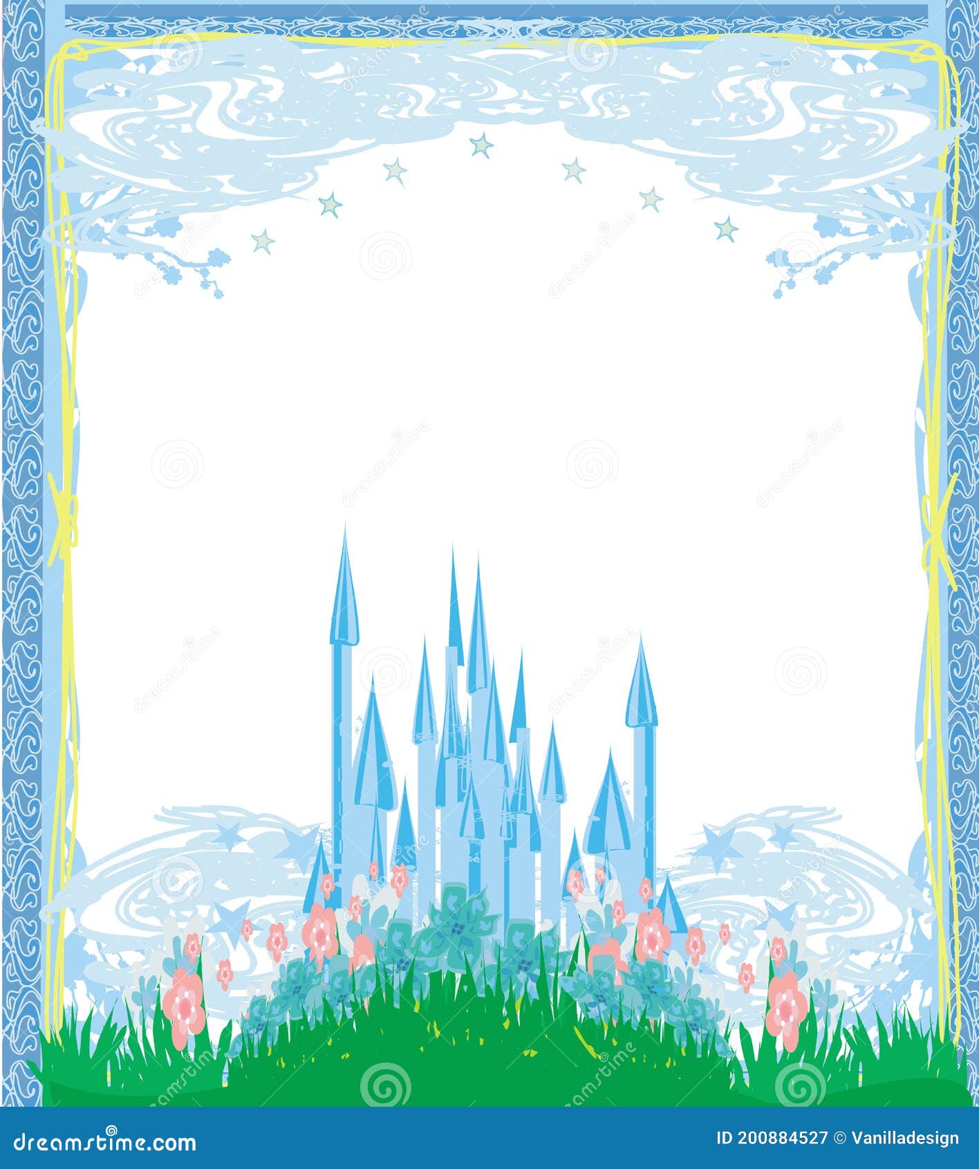 Magic FairyTale Princess Castle, Vintage Decorative Frame Stock Vector ...