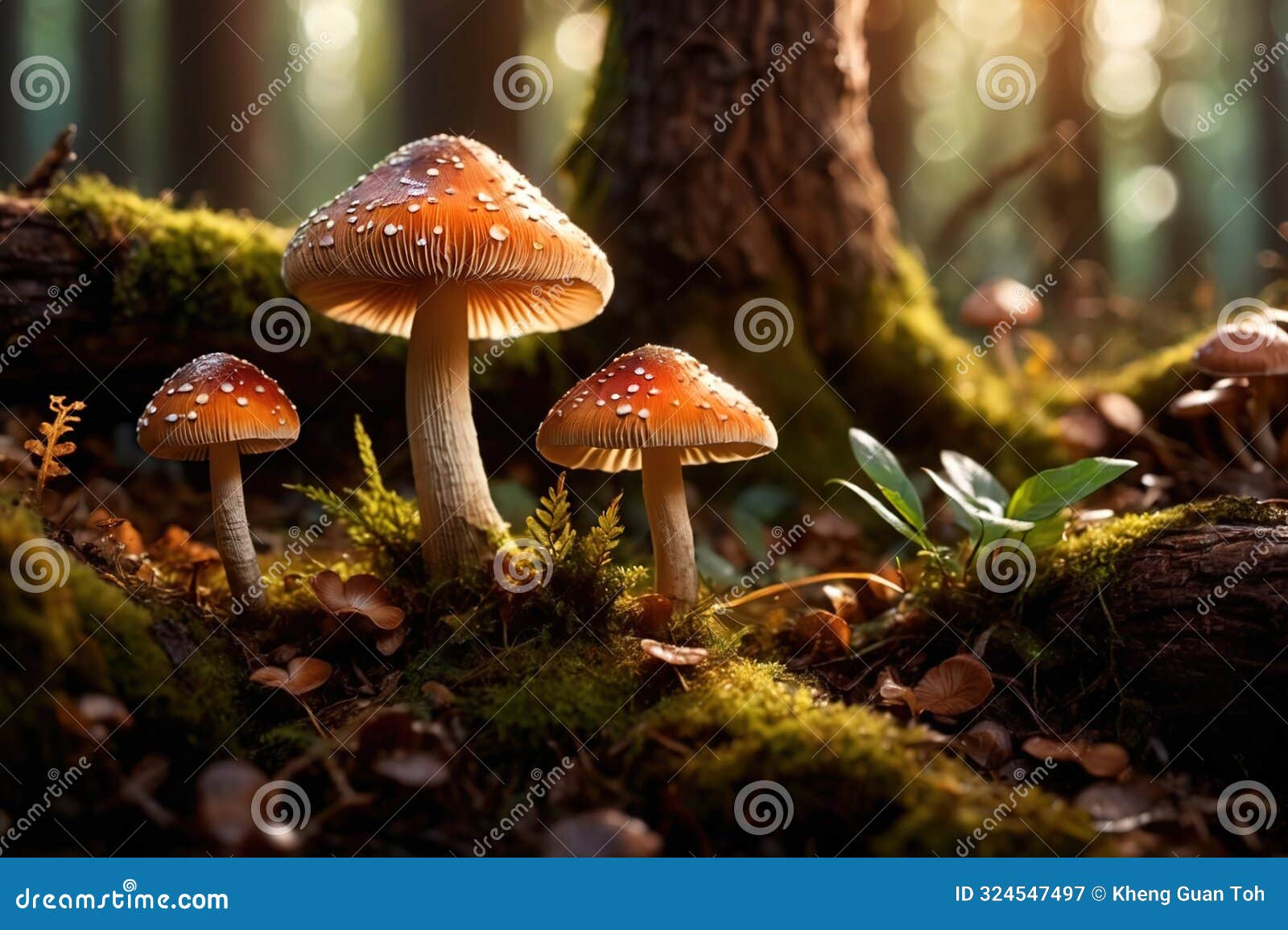 Magic Fantasy Mushrooms Toadstools in Enchanted Forest Stock ...