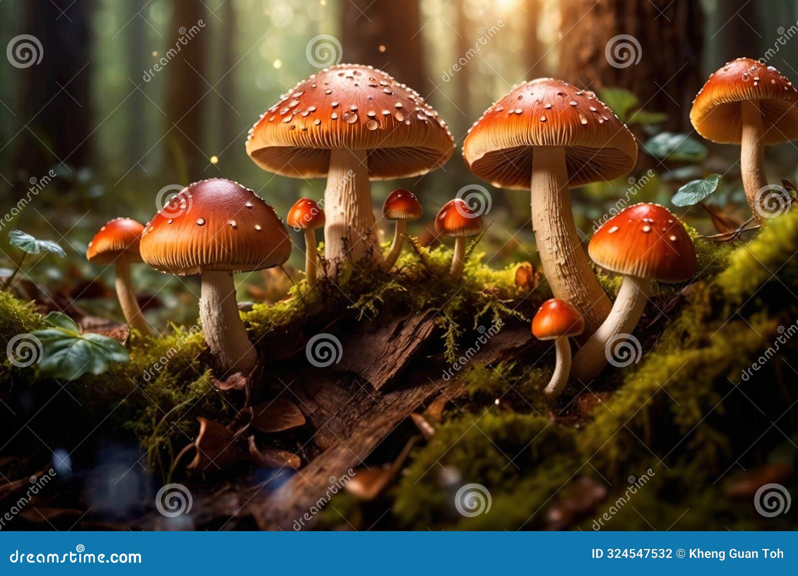 Magic Fantasy Mushrooms Toadstools in Enchanted Forest Stock ...