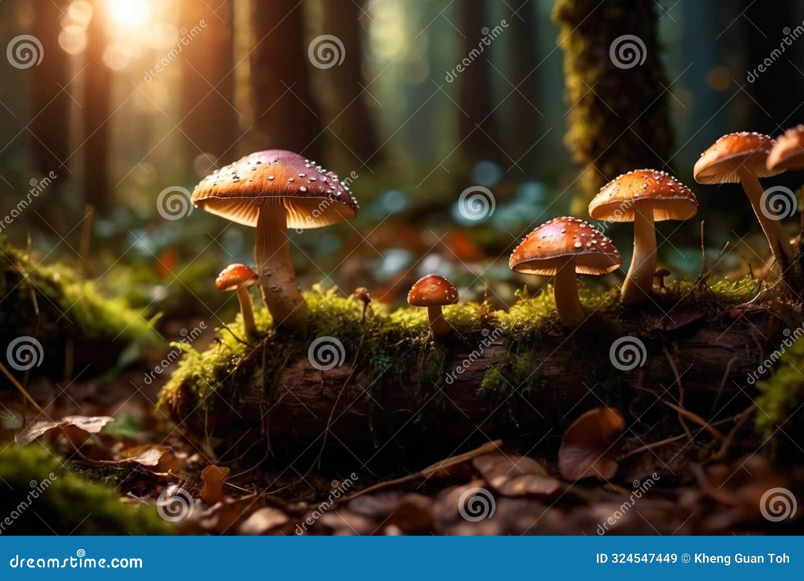 Magic Fantasy Mushrooms Toadstools in Enchanted Forest Stock ...