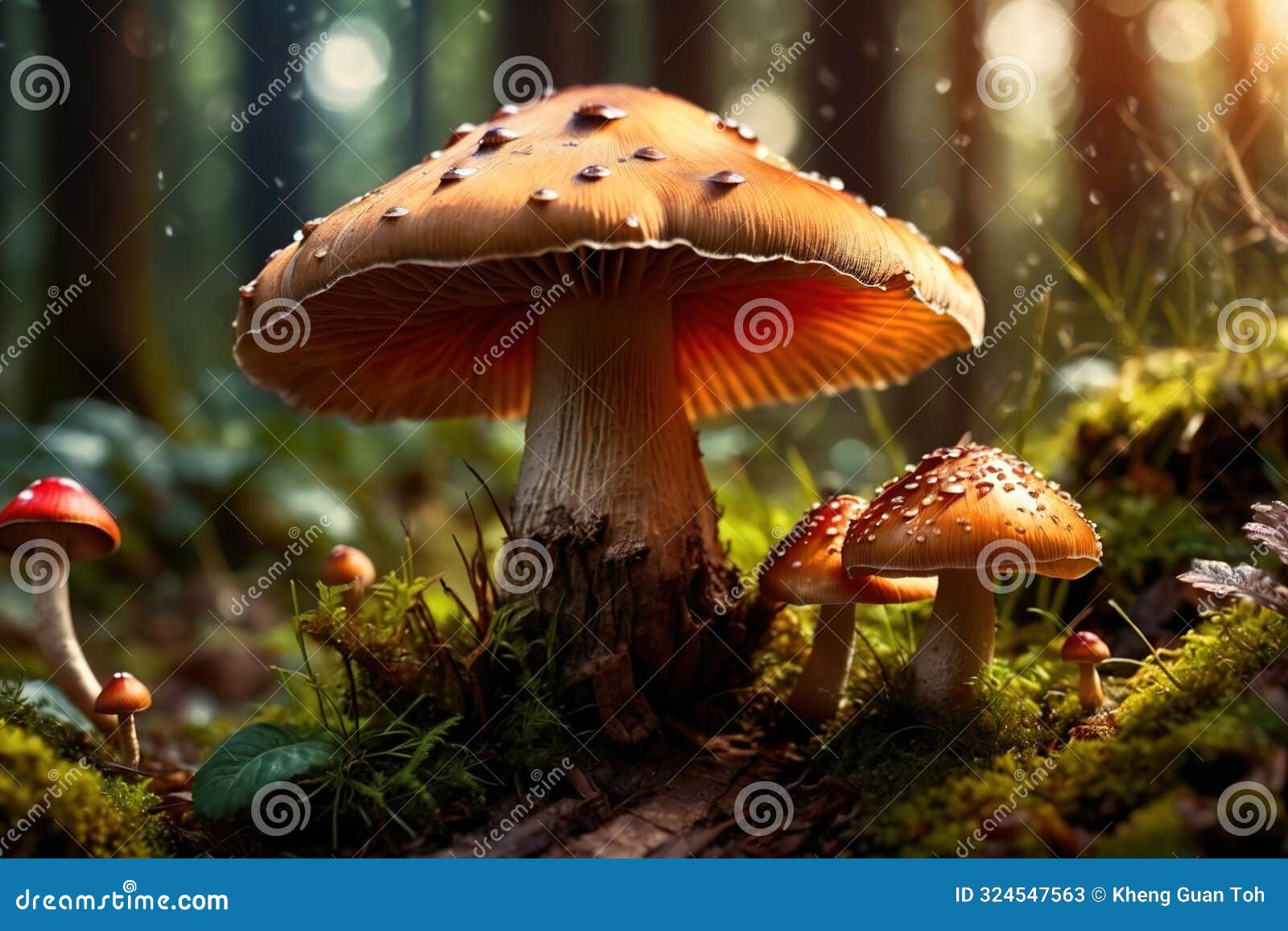Magic Fantasy Mushrooms Toadstools in Enchanted Forest Stock ...