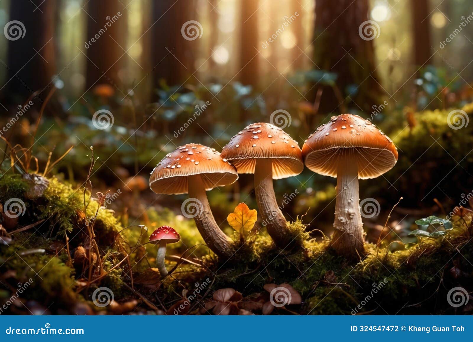 Magic Fantasy Mushrooms Toadstools in Enchanted Forest Stock ...
