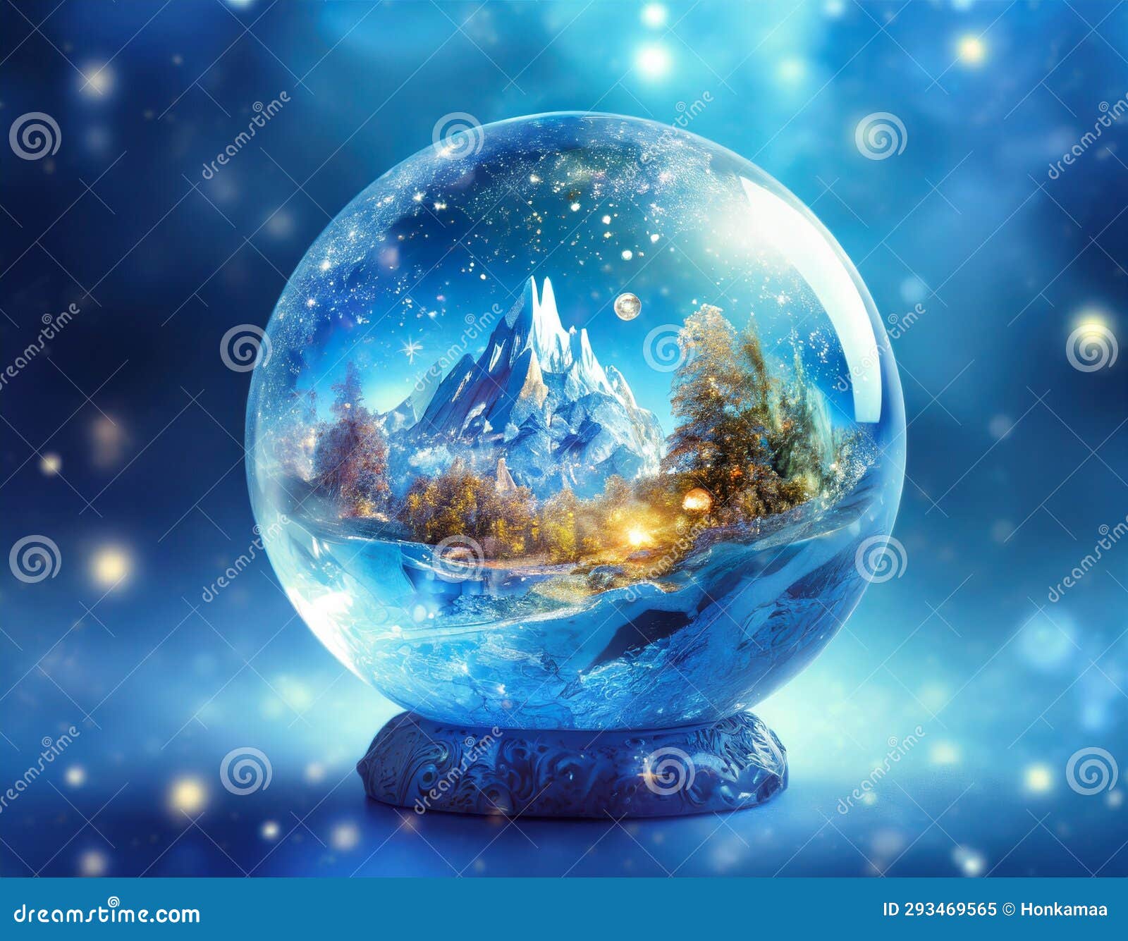 Magic Fantasy World Inside Glass Sphere Stock Illustration ...