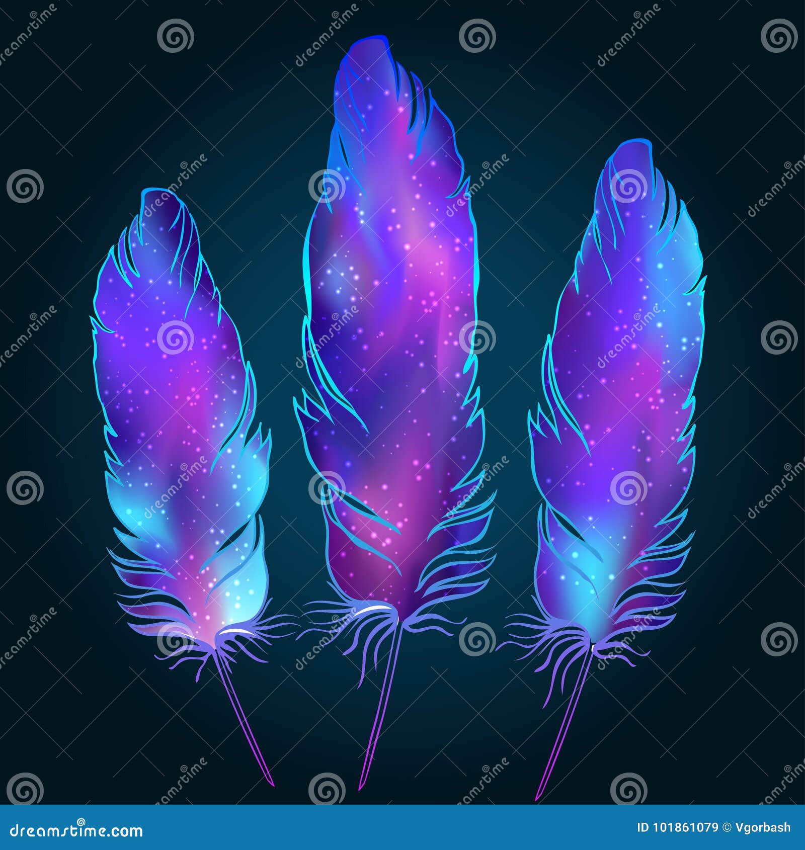 Magic Feathers with Space Texture Inside. Trendy Hipster Element Stock ...