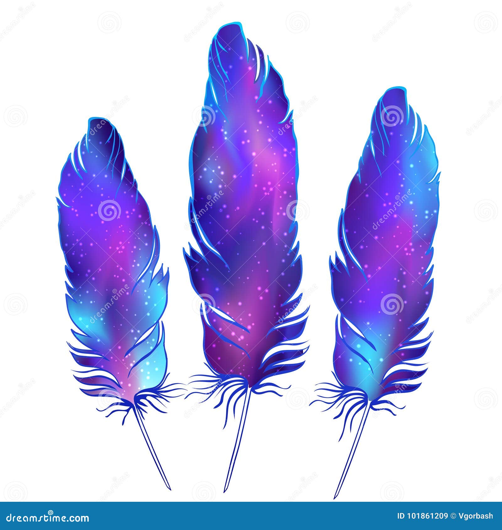 Magic Feathers with Space Texture Inside. Trendy Hipster Element Stock ...