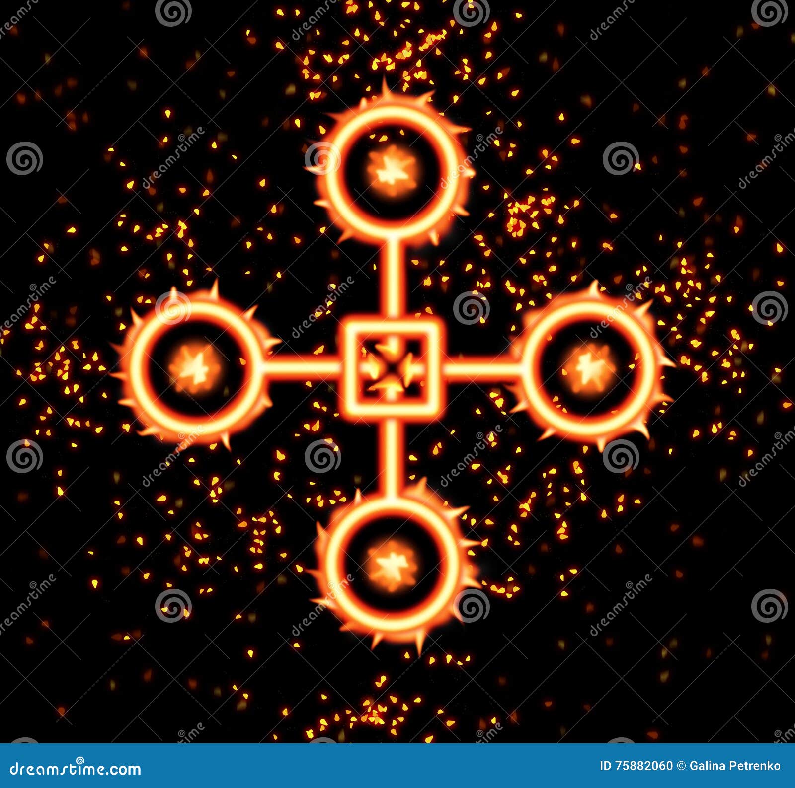 Magic Fire. Fire Burning in the Night Stock Illustration - Illustration ...