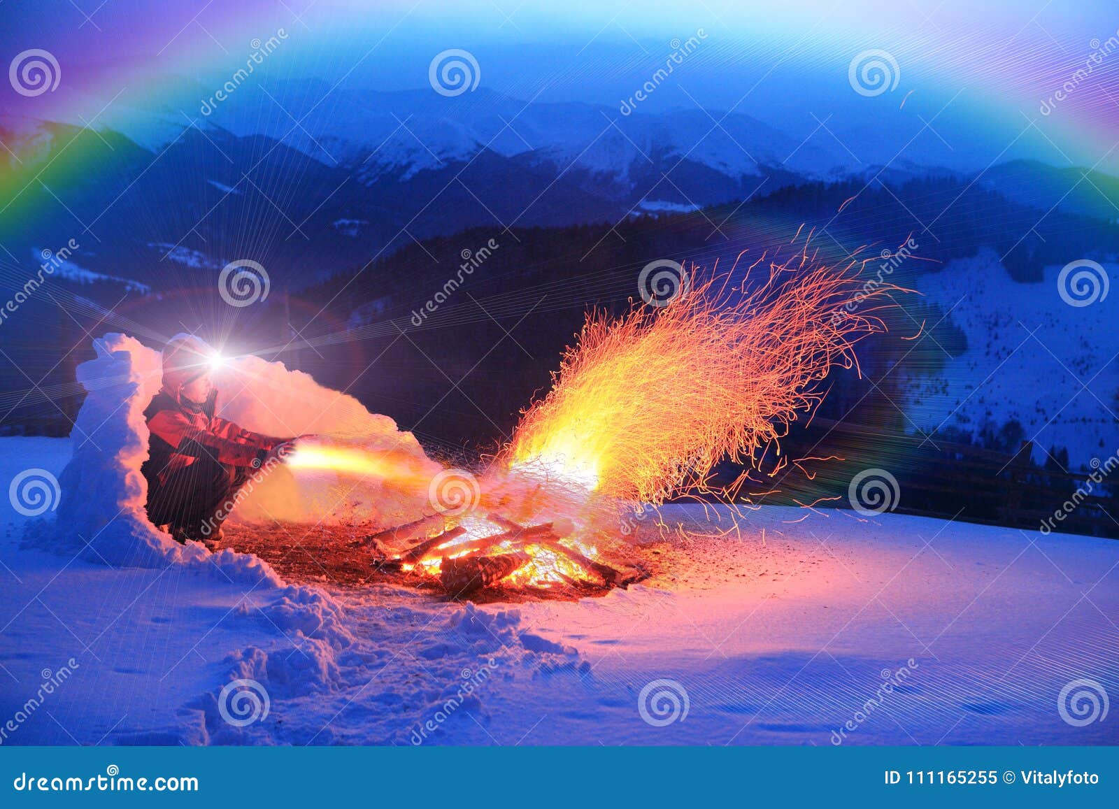 Magic of fire stock image. Image of winter, adventure - 111165255