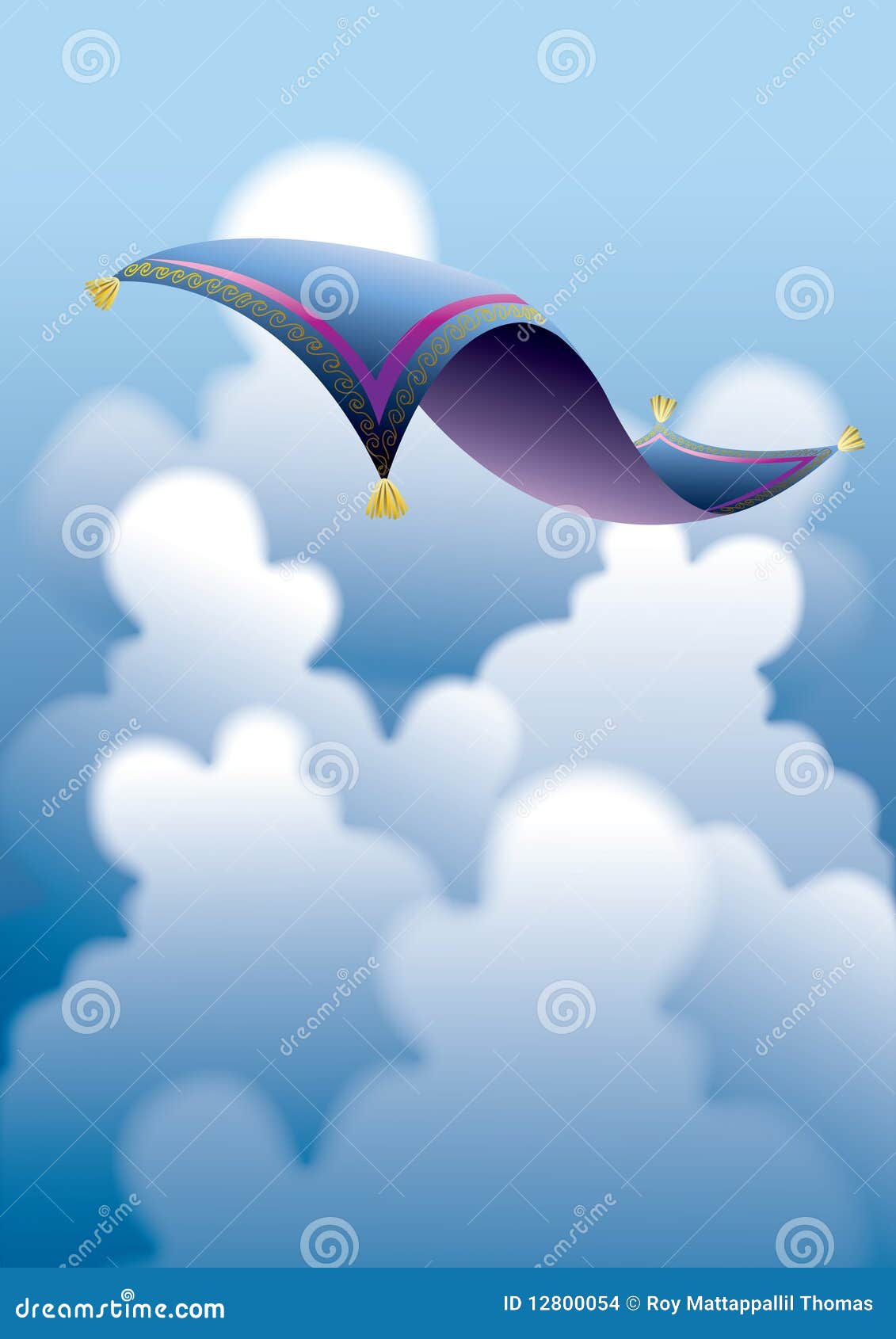Magic flying carpet 2 stock vector. Illustration of clouds - 12800054