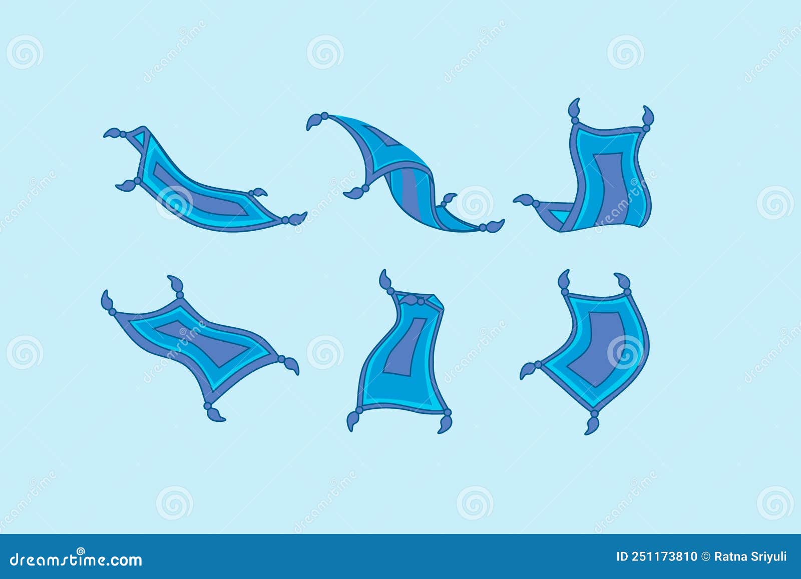 Magic Flying Carpet Design Vector Flat Illustration Template Icons ...