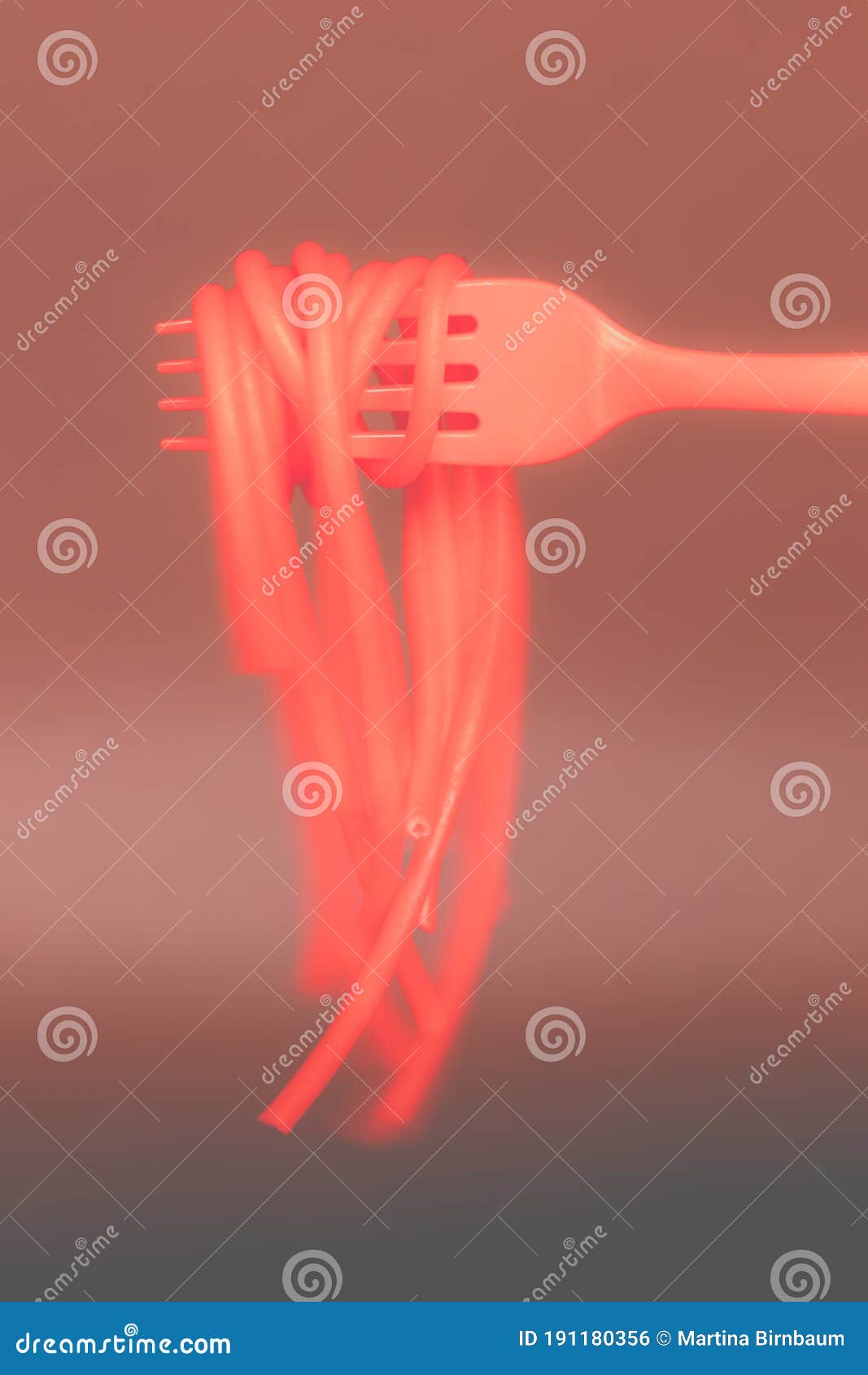 Magic Food. Red Spaghetti on a Red Fork Stock Photo - Image of dish ...