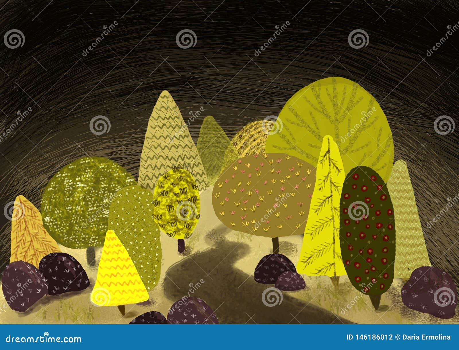 Magic forest illustration stock illustration. Illustration of landscape ...
