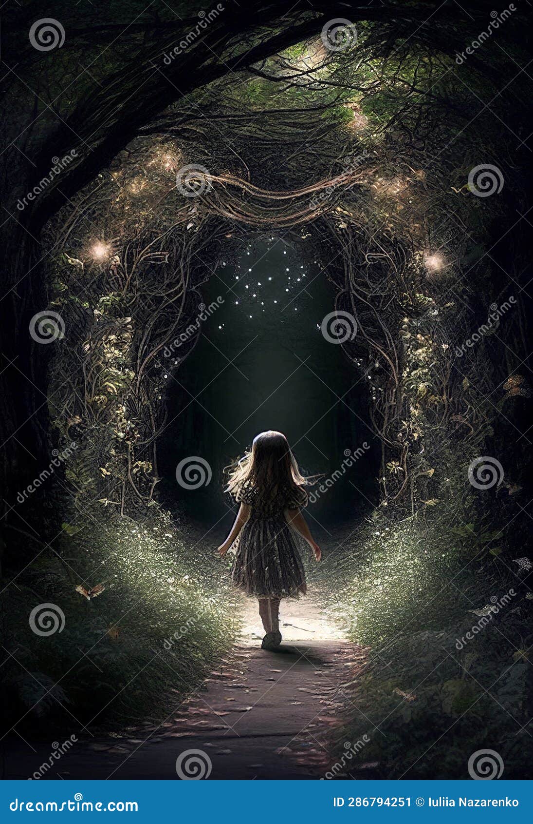 Magic Forest with Little Glowing Fairies. AI Generated Stock ...