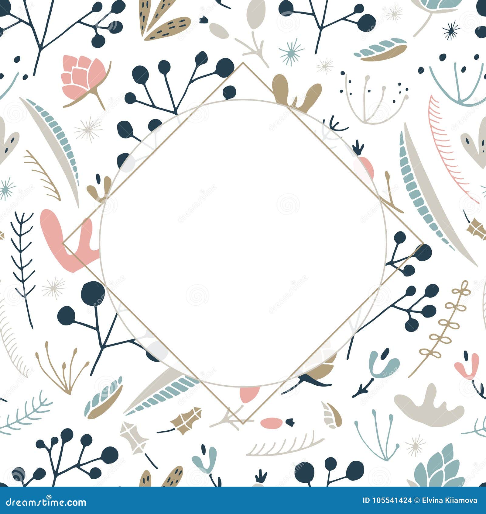 Magic Forest Template for Text. Floral Template with Empty Centre Stock ...