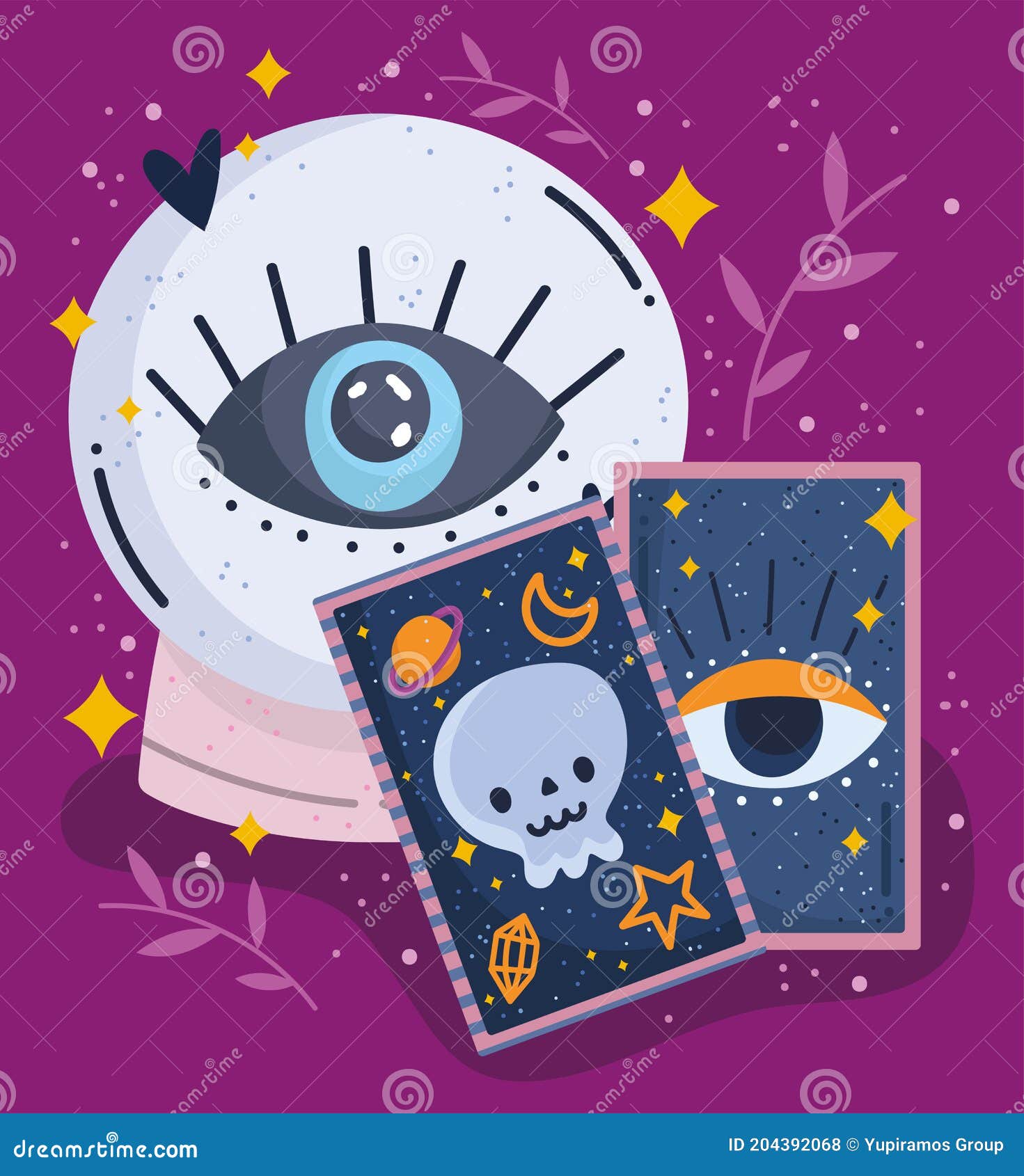 Magic Fortune Crystal Ball Tarot Astrology Signs Stock Vector ...