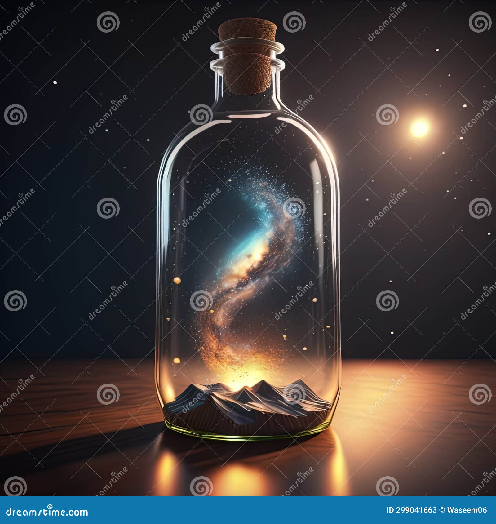 Magic Galaxy Potion in a Bottle. 3D Illustration Stock Illustration ...