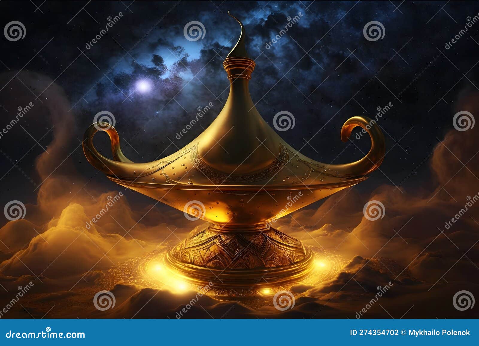 Magic Genie Lamp. Neural Network AI Generated Stock Photo - Image of ...