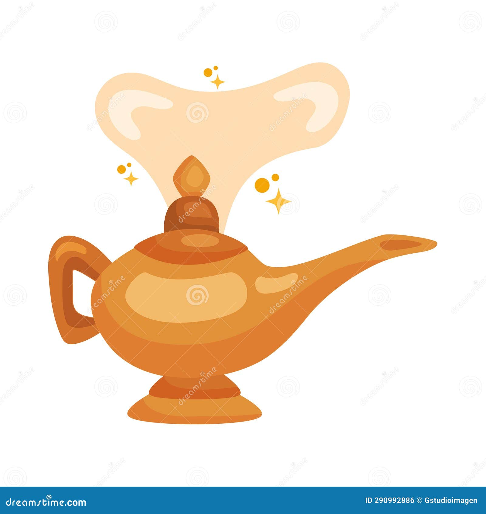 Magic genie lamp old stock illustration. Illustration of vector - 290992886