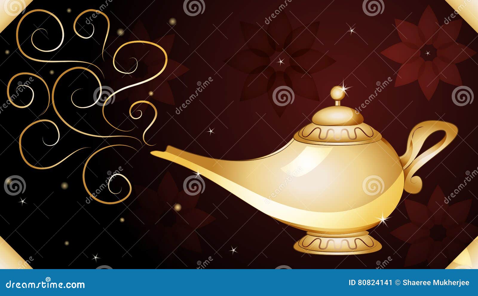 Magic Genie Lamp Wallpaper stock illustration. Illustration of genie ...