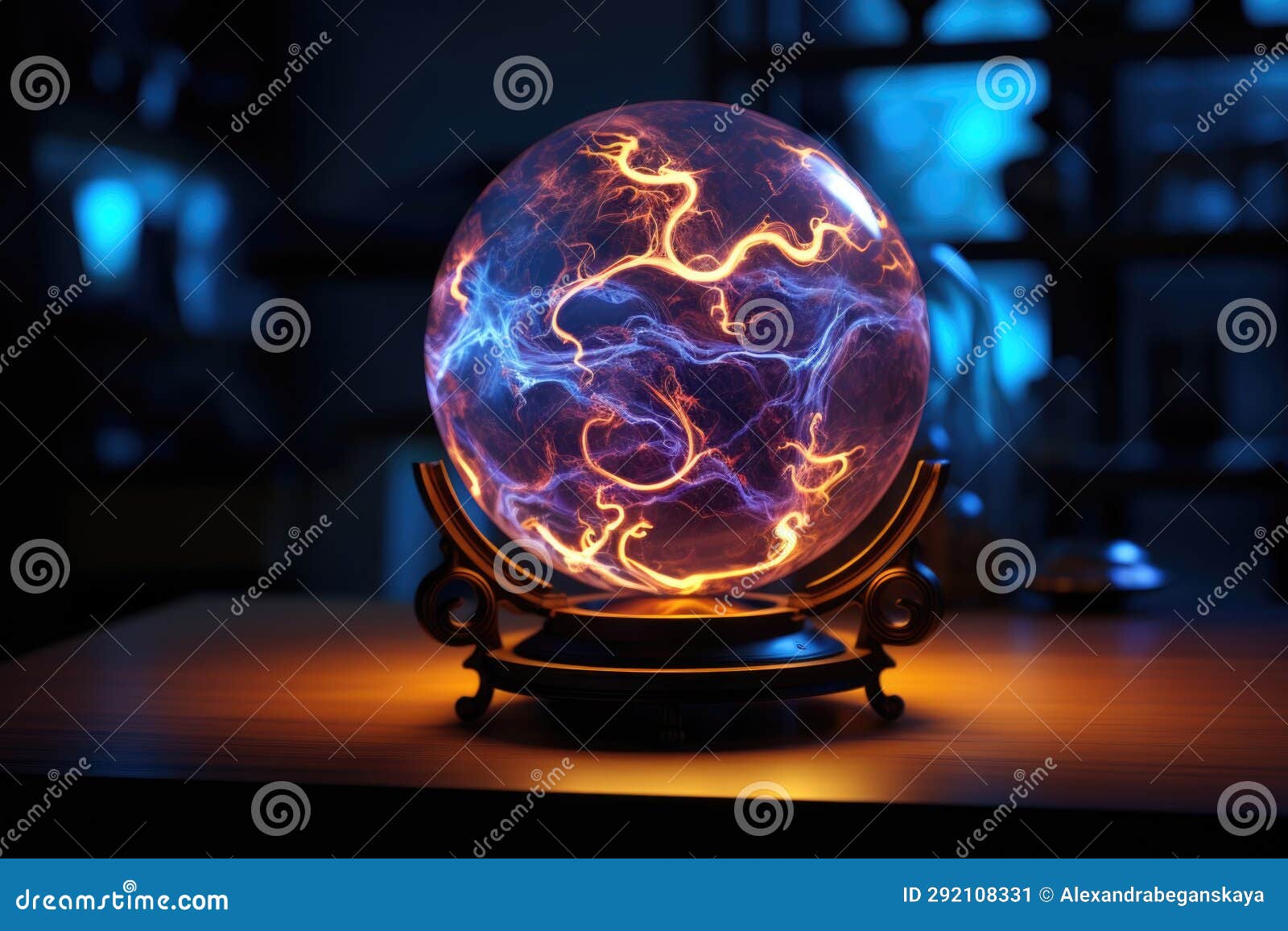 Magic Glass Ball with Current Discharges Inside Stock Illustration ...