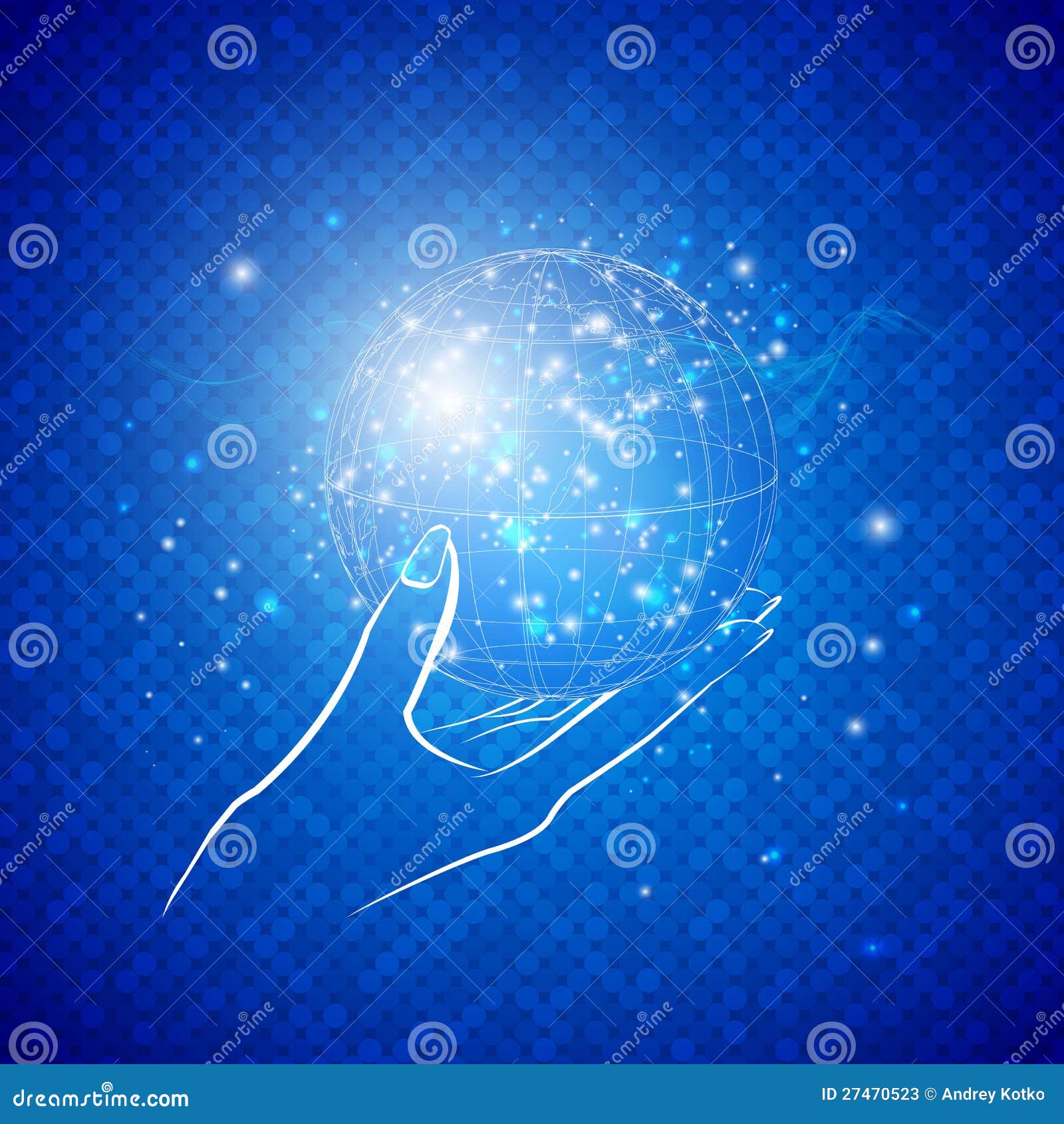 Magic globe in hand stock vector. Illustration of glass - 27470523