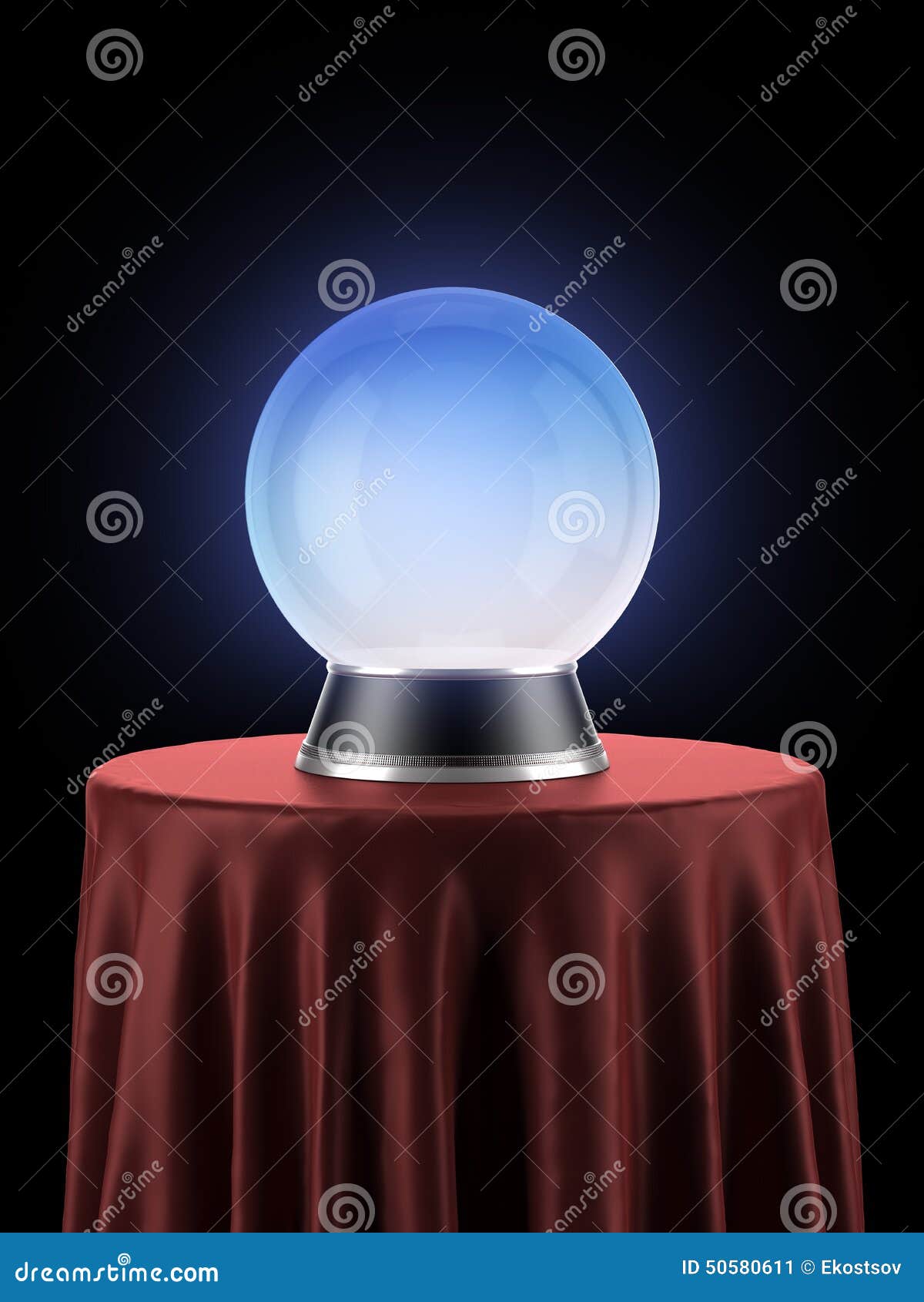 Magic Globe on Table Covered with Red Cloth Stock Illustration ...