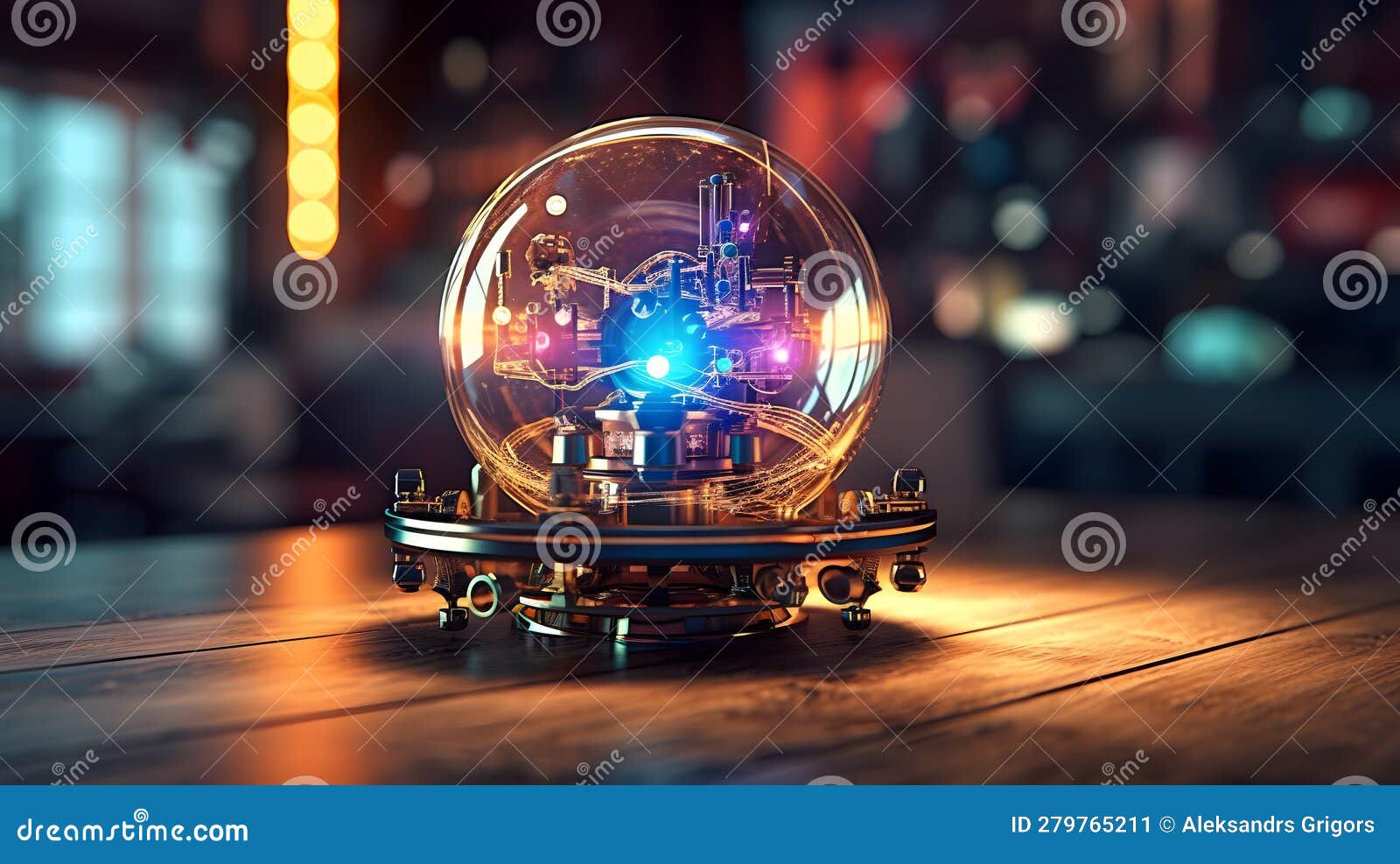 Magic Glowing Ball Standing on a Table in a Dark Atmosphere Stock ...