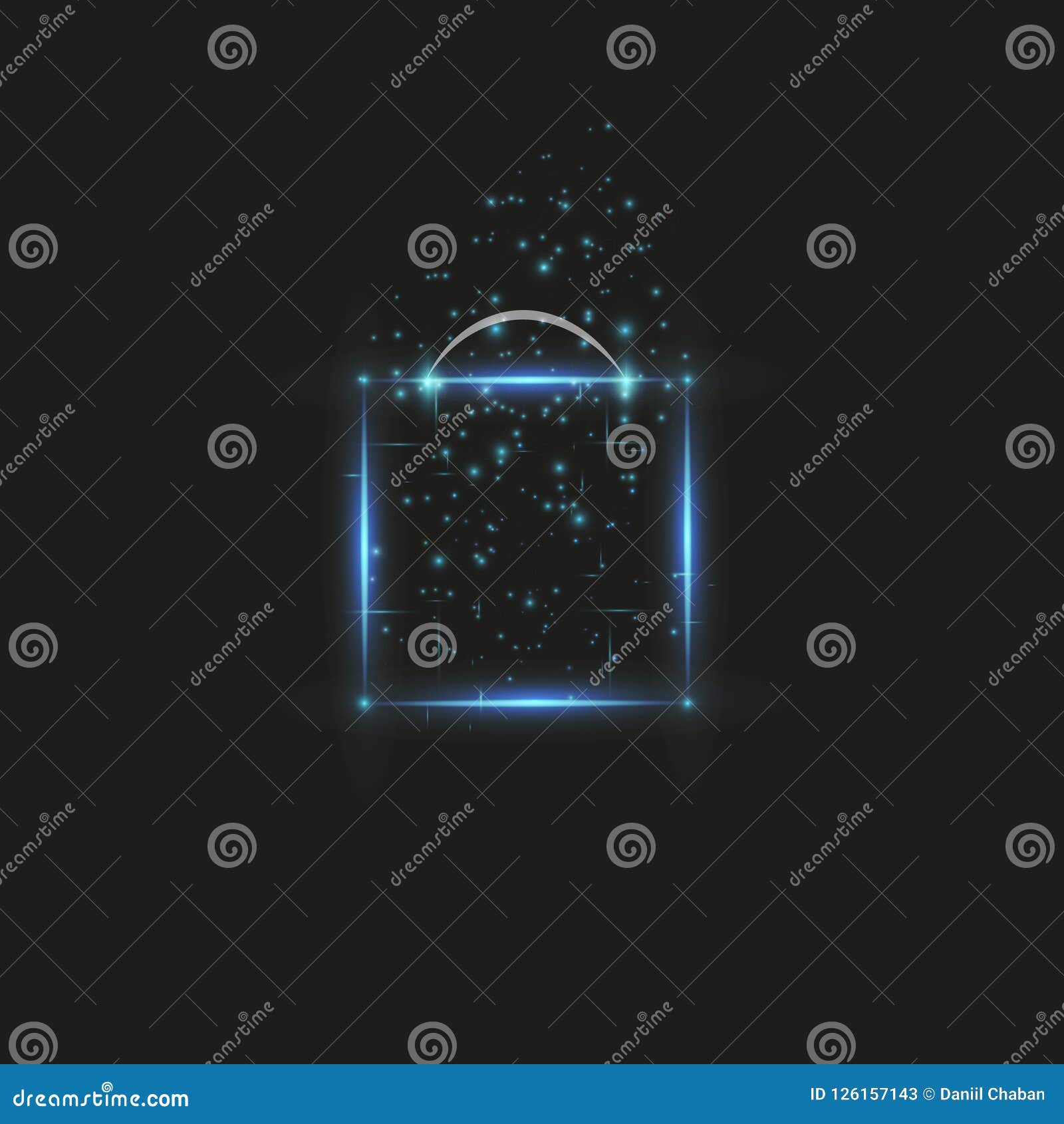 Magic Glowing Blue Box on a Black Background Stock Vector ...
