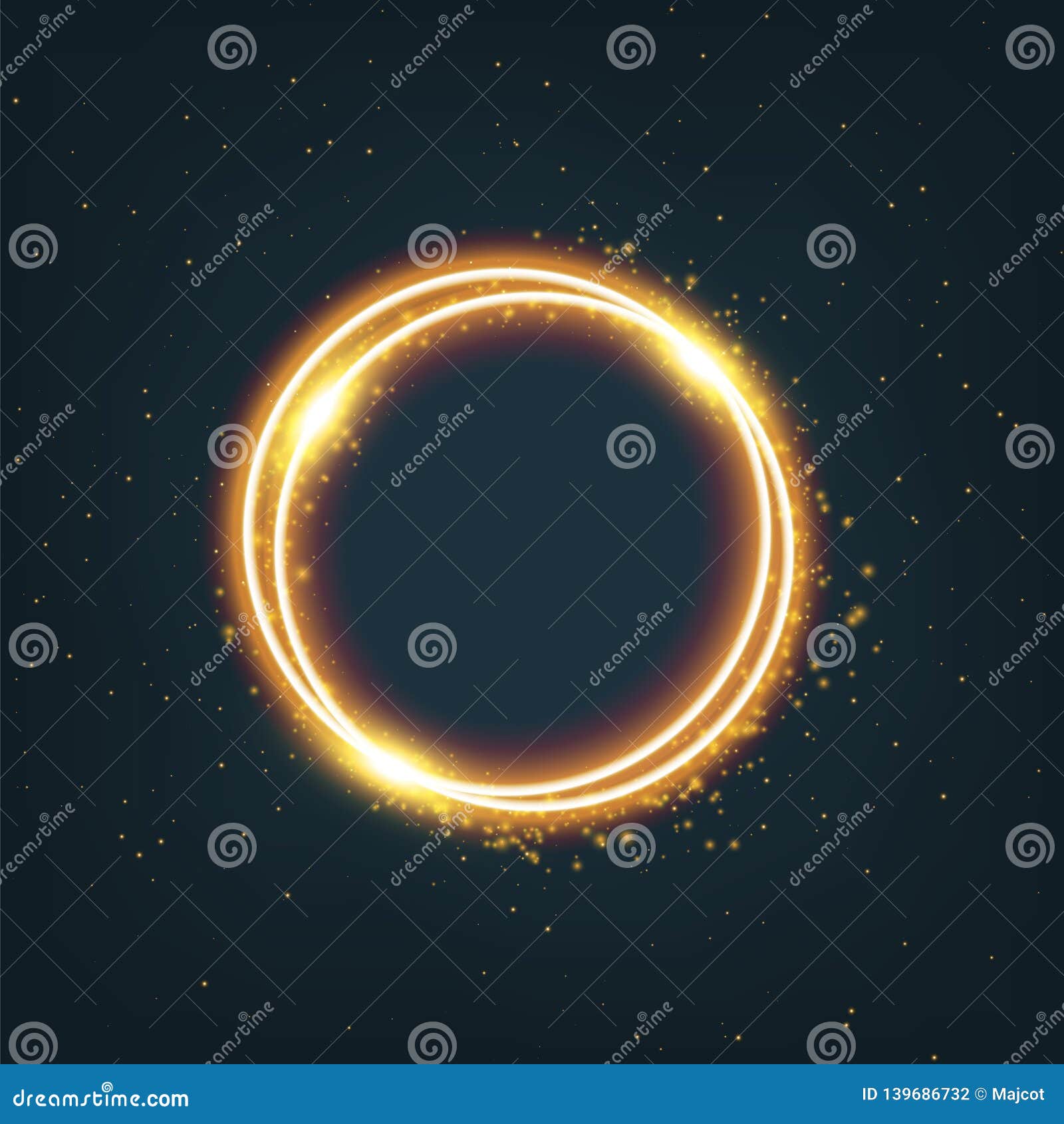 Magic Gold Circle Light Effect Stock Vector - Illustration of neon ...