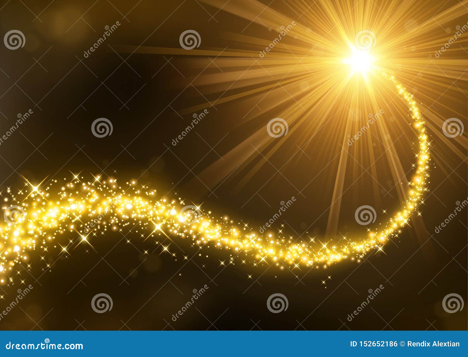 Magic Gold Glitter with Illuminated Light Background Stock Vector ...