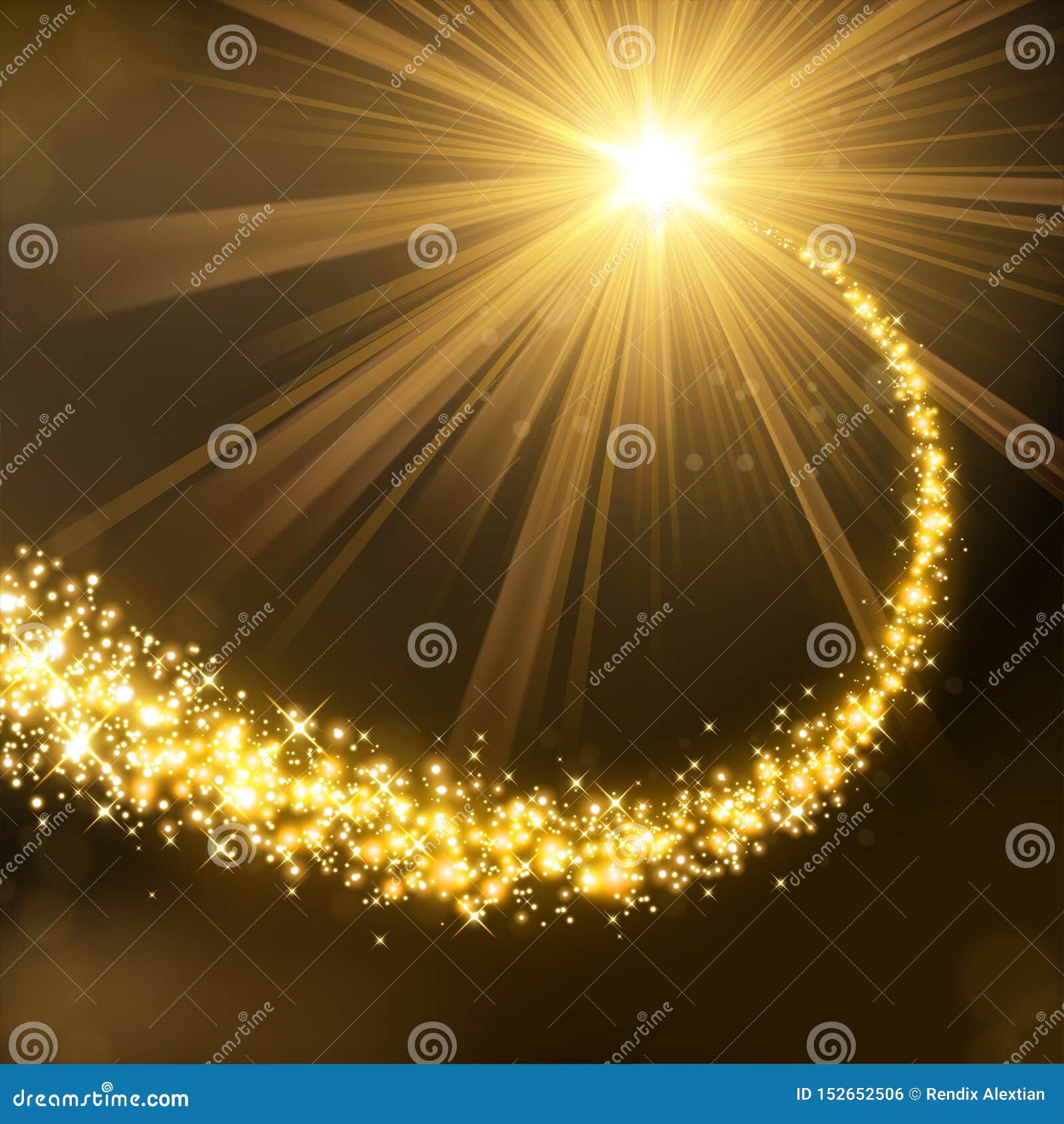 Magic Gold Glitter with Illuminated Light Background Stock Vector ...
