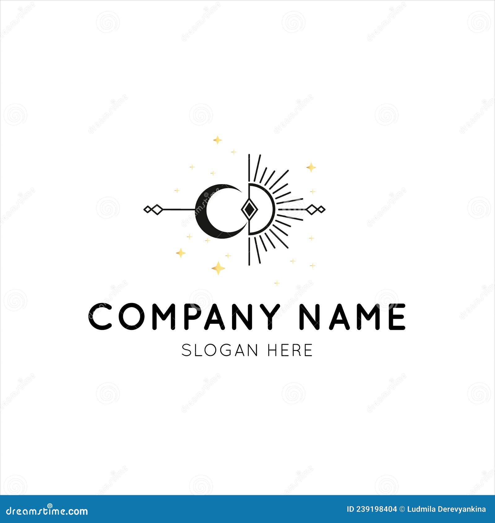 Magic Gold Logo. Mystical Composition. Boho Style and Esoteric. Stock ...