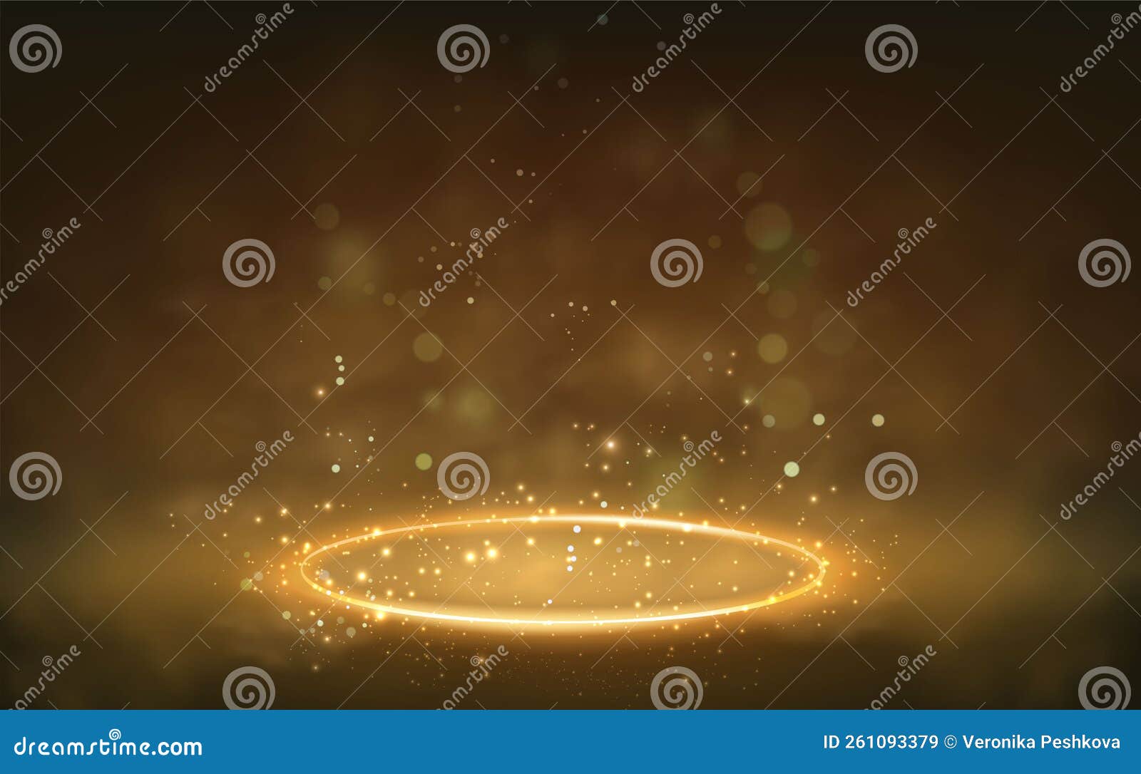 Magic Golden Flare Circle with Sparkles and Glow in the Dark. Stock ...