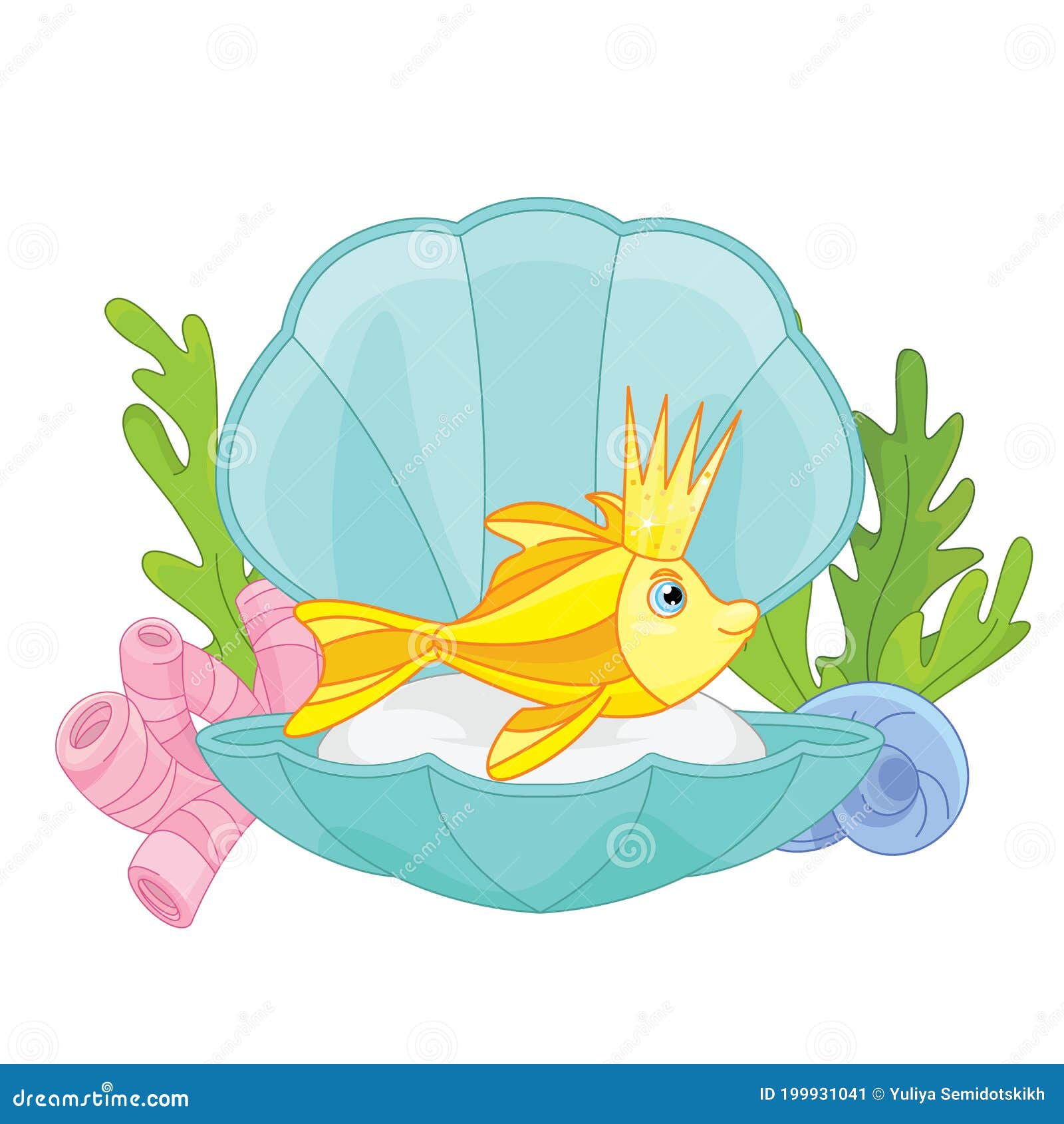 Magic Goldfish Wearing a Golden Crown Stock Vector - Illustration of ...