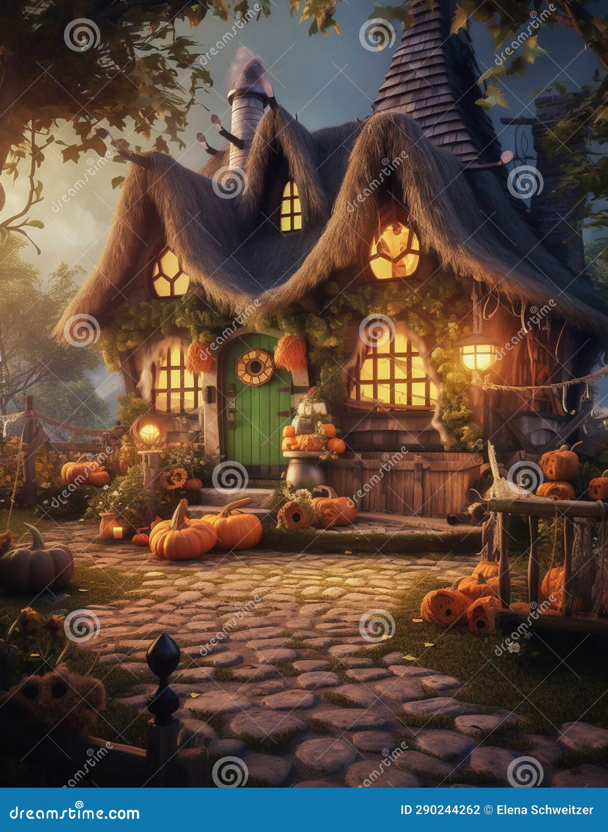 Magic Halloween House in Wood. Ai Generated Image Stock Illustration ...