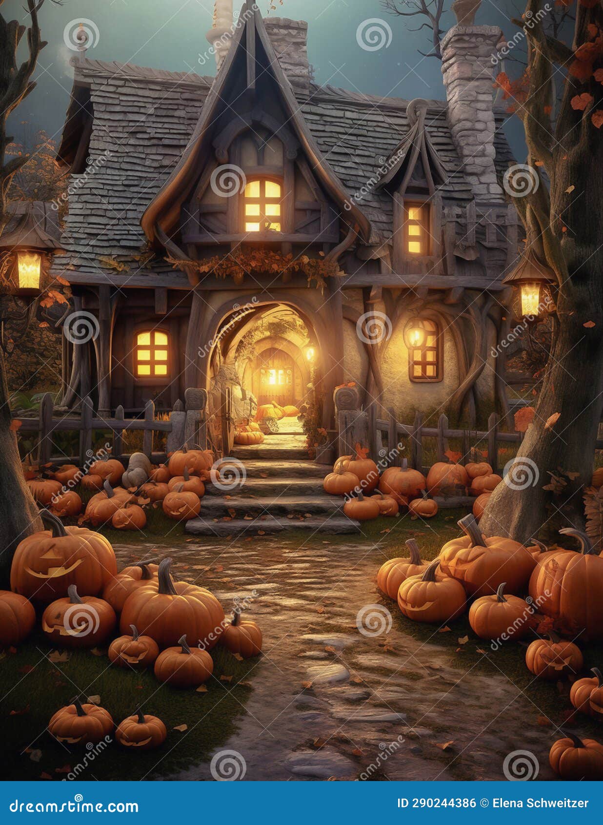Magic Halloween House in Wood. Ai Generated Image Stock Illustration ...