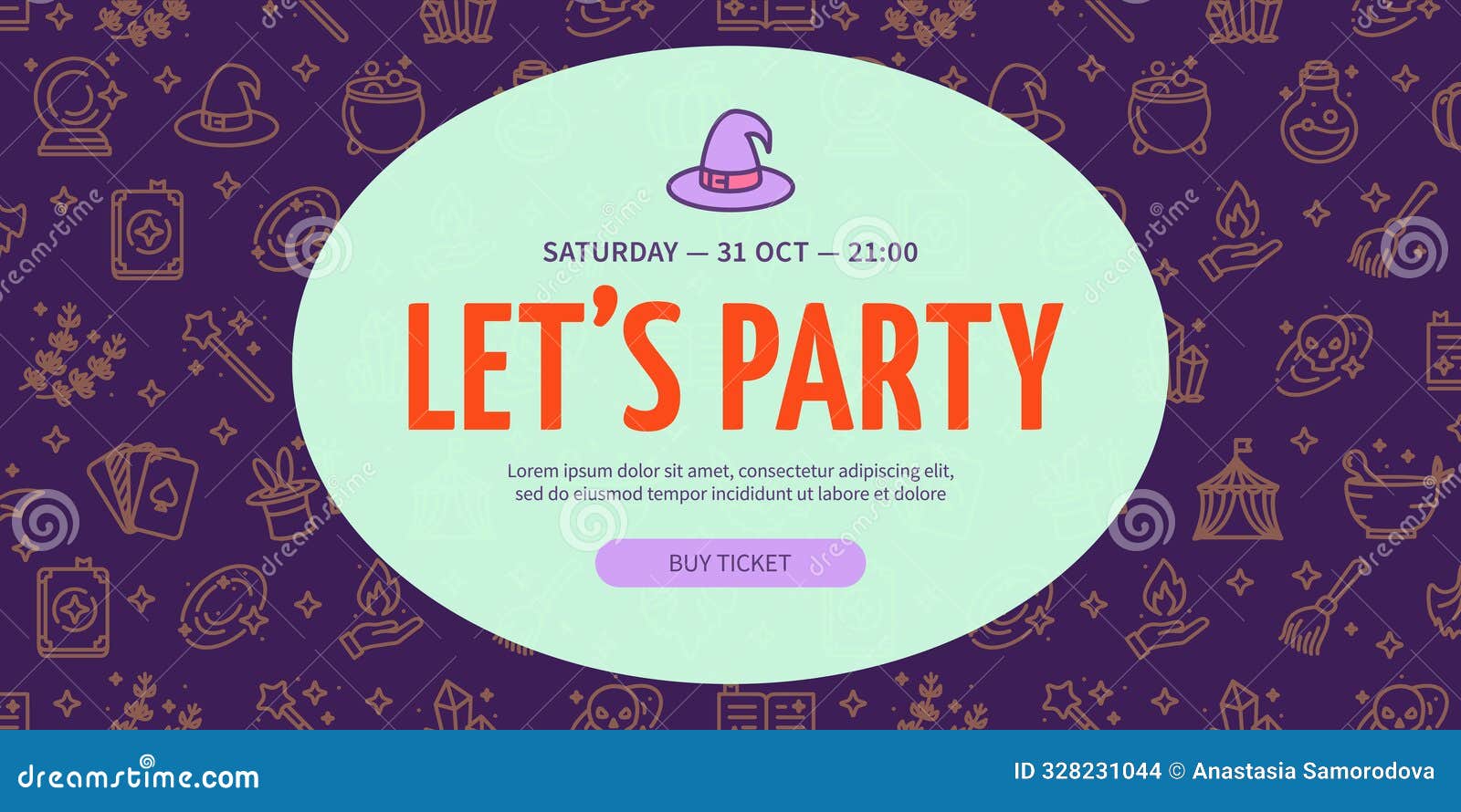 Magic Halloween Fright Night Party Invitation Horizontal Placard Poster ...