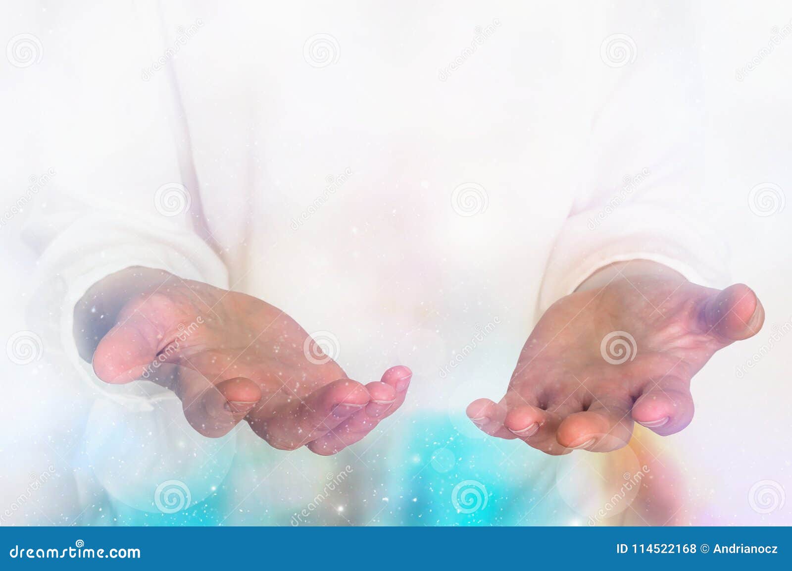 Magic Hands with a Mystical Shine Around Stock Photo - Image of cupped ...