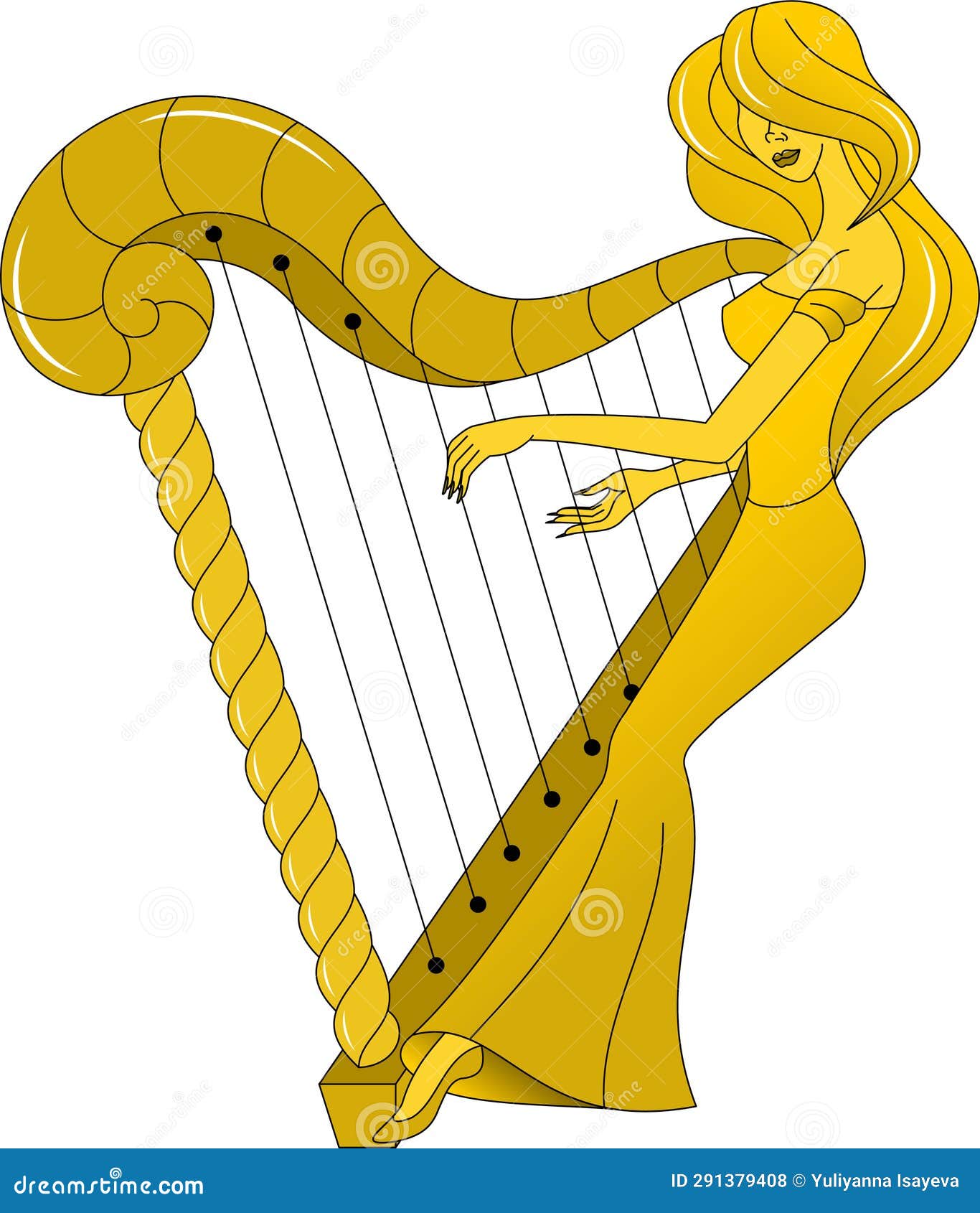 Magic Harp Character from a Fairy Tale Stock Vector - Illustration of play, musician: 291379408