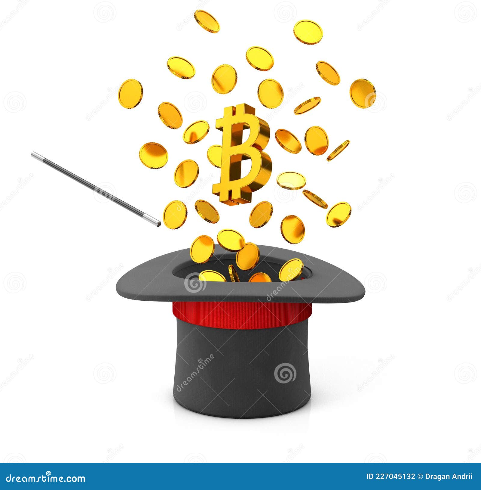 Magic Hat and Bitcoin Coins. the Magic of Creating Cryptocurrency ...