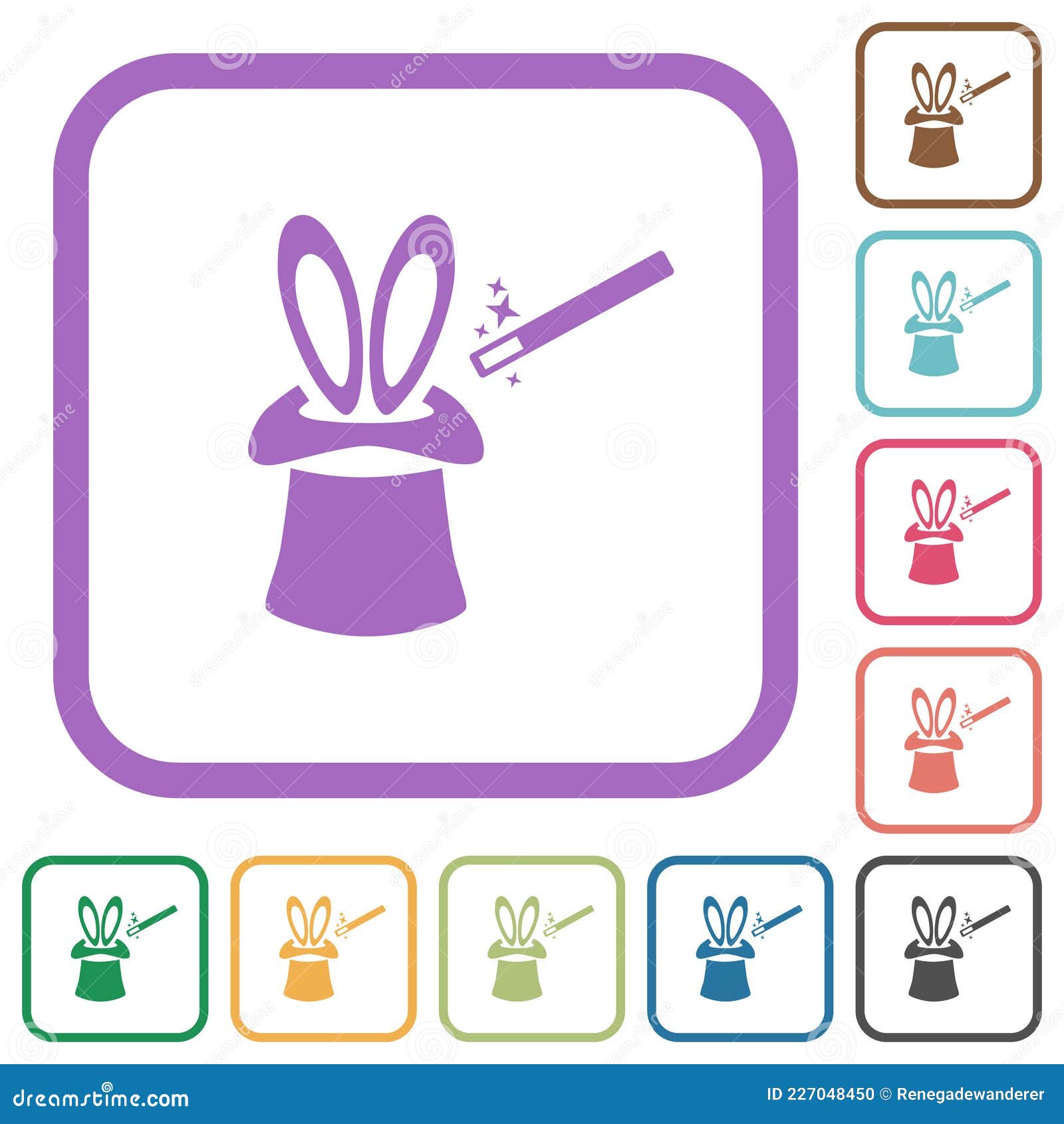 Magic Hat with Bunny Ears Simple Icons Stock Vector - Illustration of ...