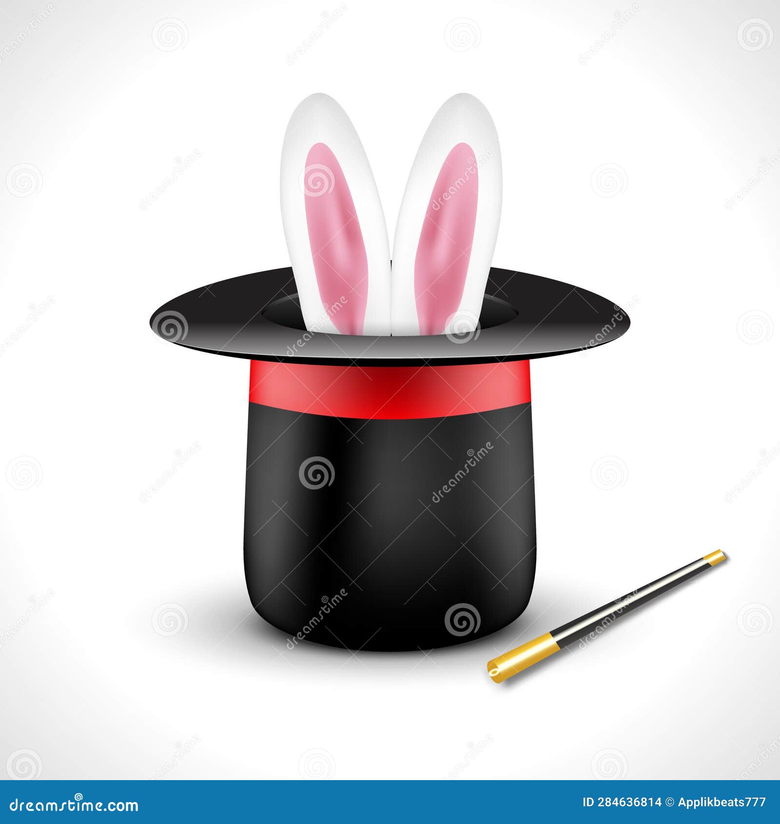 Magic Hat with Bunny Rabbit Ears. Magic Show Perfomance Design Poster ...
