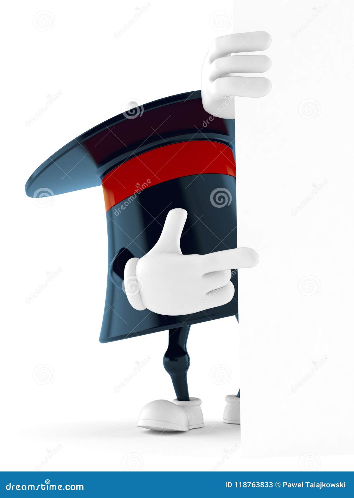 Magic Hat Character Behind White Wall Stock Illustration - Illustration ...