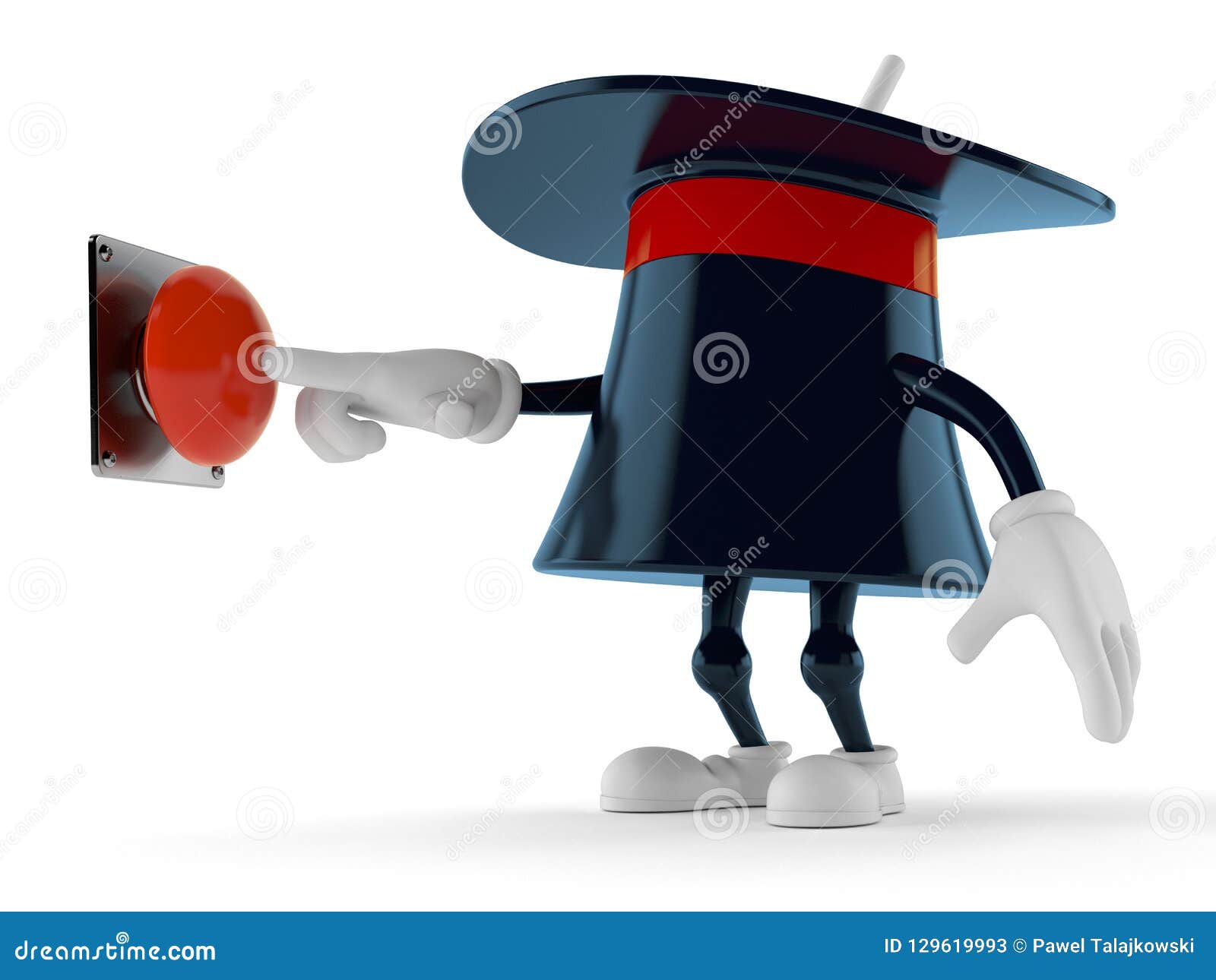 Magic Hat Character Pushing a Button Stock Illustration - Illustration ...